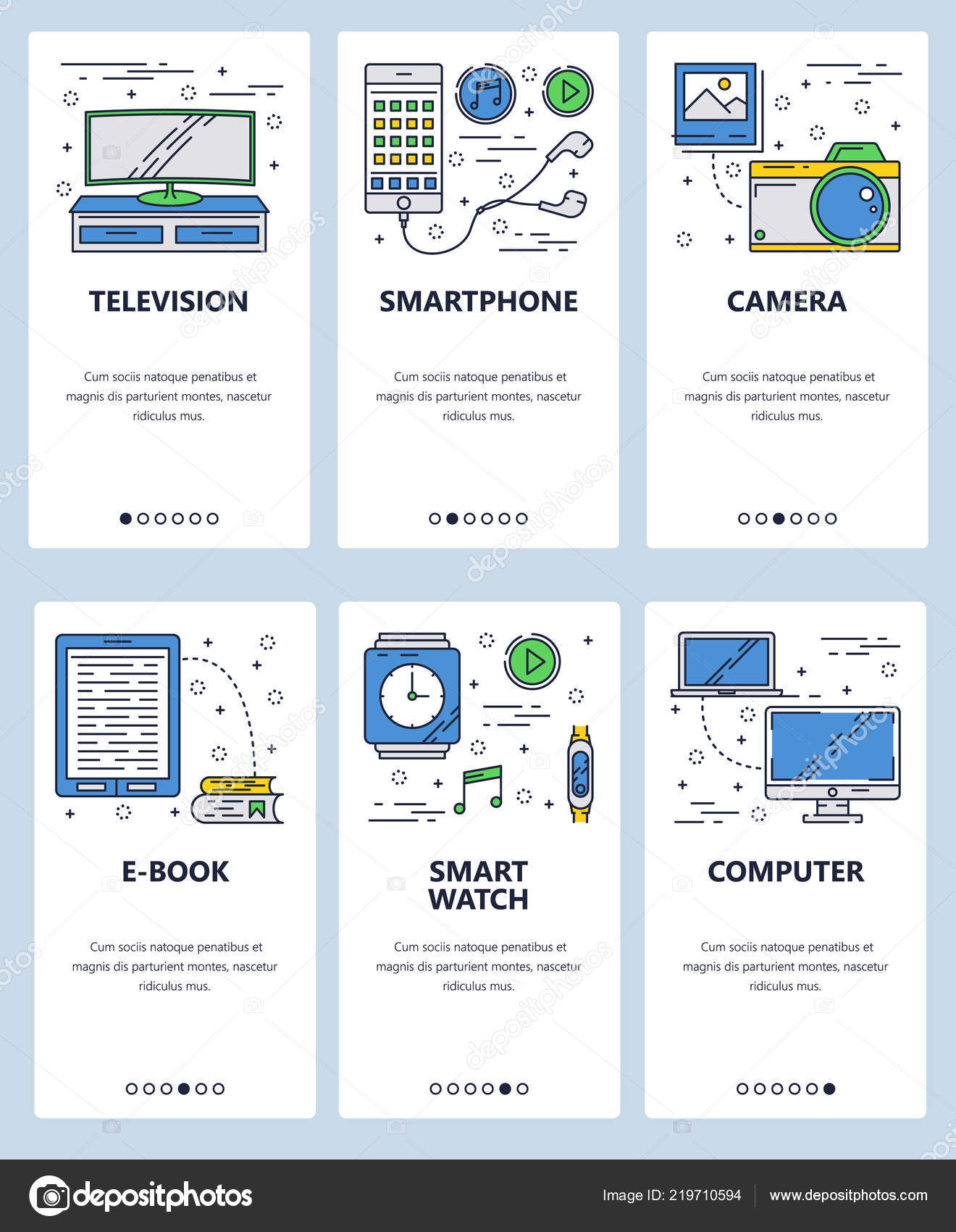 Vector line art web and mobile app template set Stock Vector Image by ...