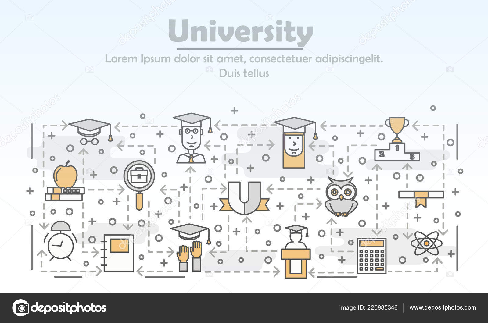 Vector thin line art university poster banner template Stock Vector ...