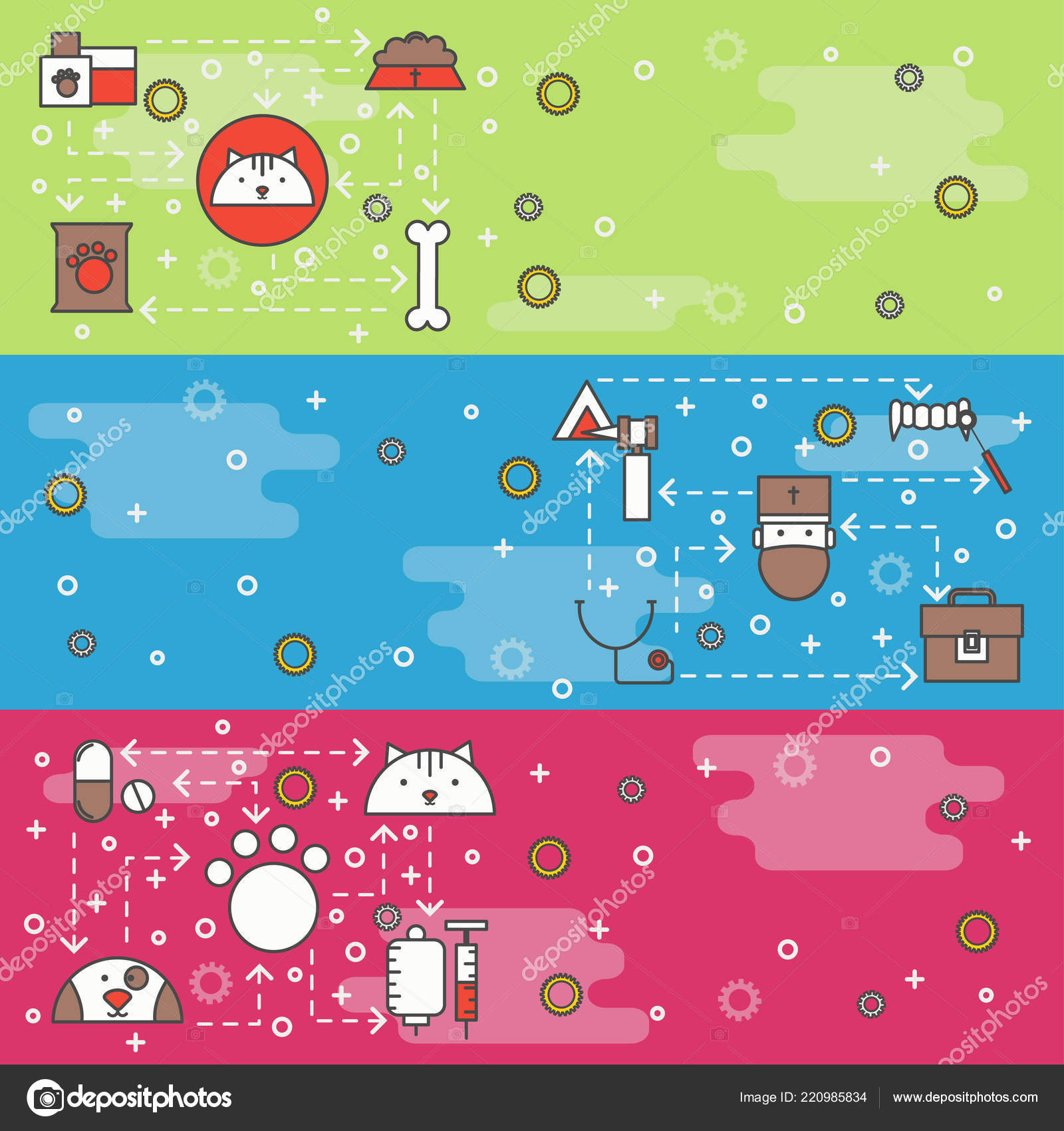Vector thin line art vet web banner template set Stock Vector Image by ...