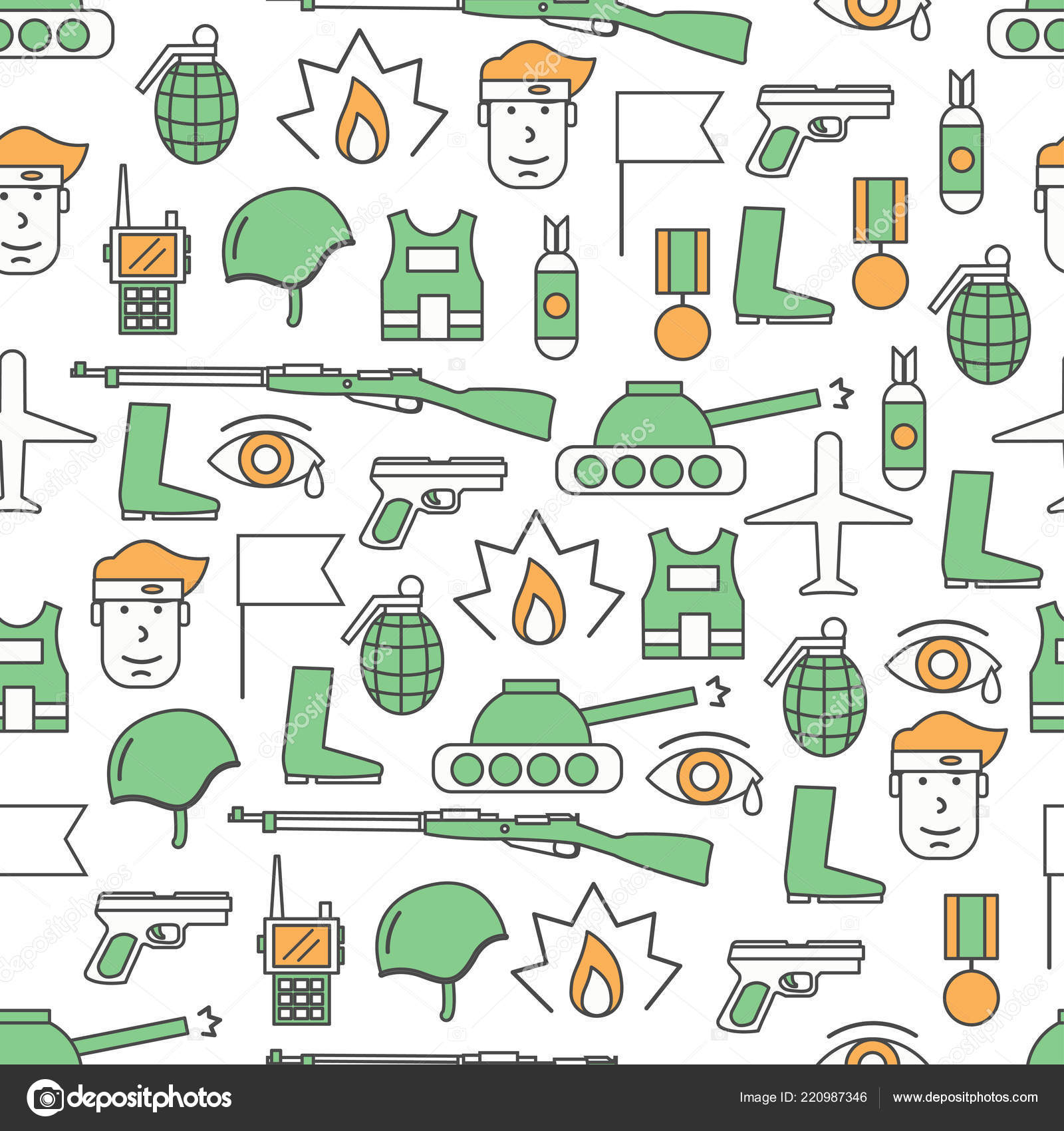 Vector thin line art war seamless pattern Stock Vector by ©skypistudio ...