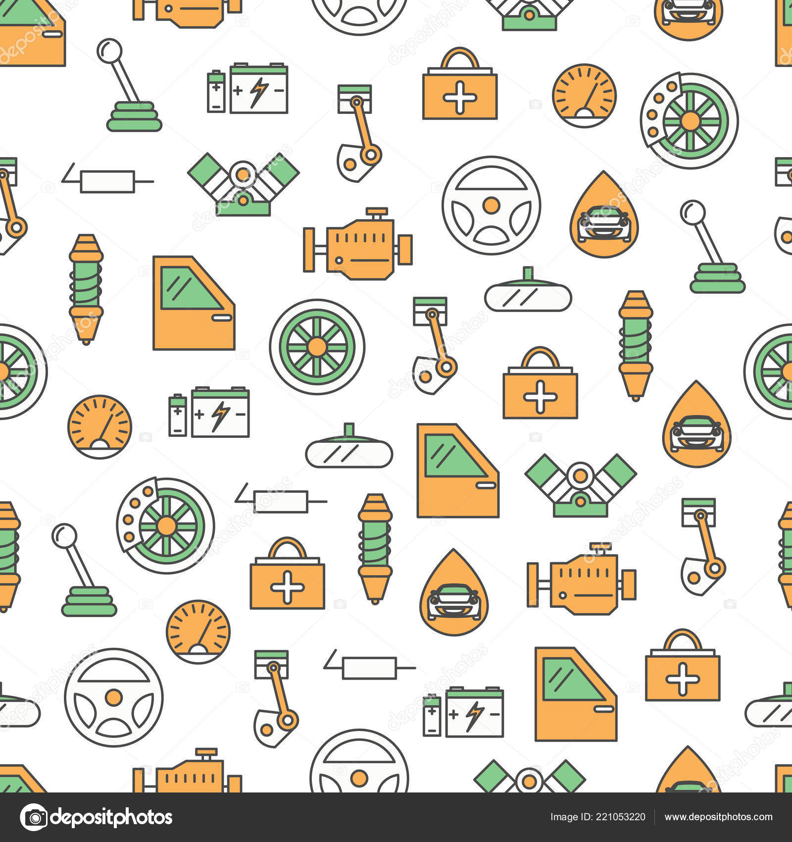 Vector thin line art car parts seamless pattern Stock Vector Image by ...