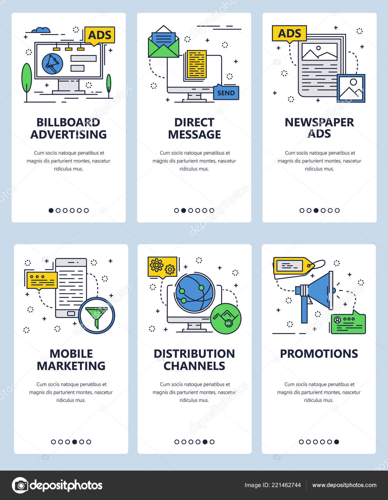 Vector line art web and mobile app template set Stock Vector by ...