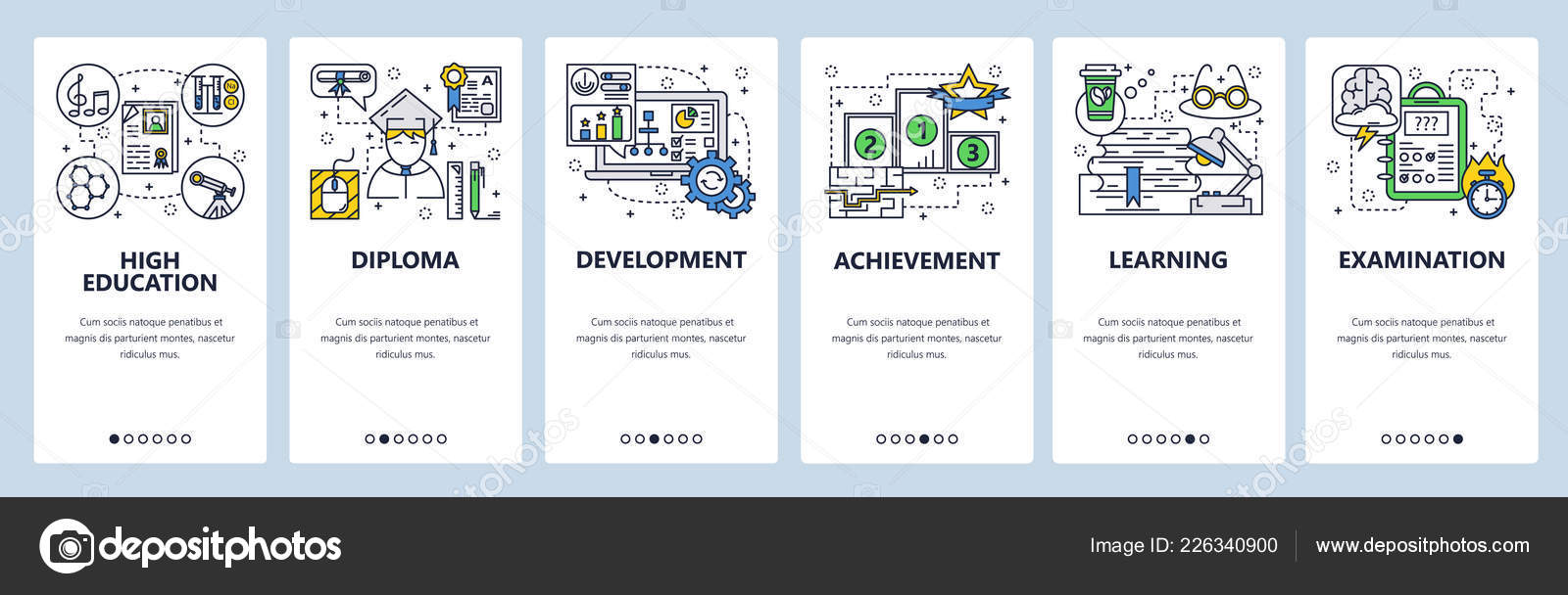 Vector Web Site Linear Art Onboarding Screens Template High School ... Vector Web Site Linear Art Onboarding Screens Template High School ...