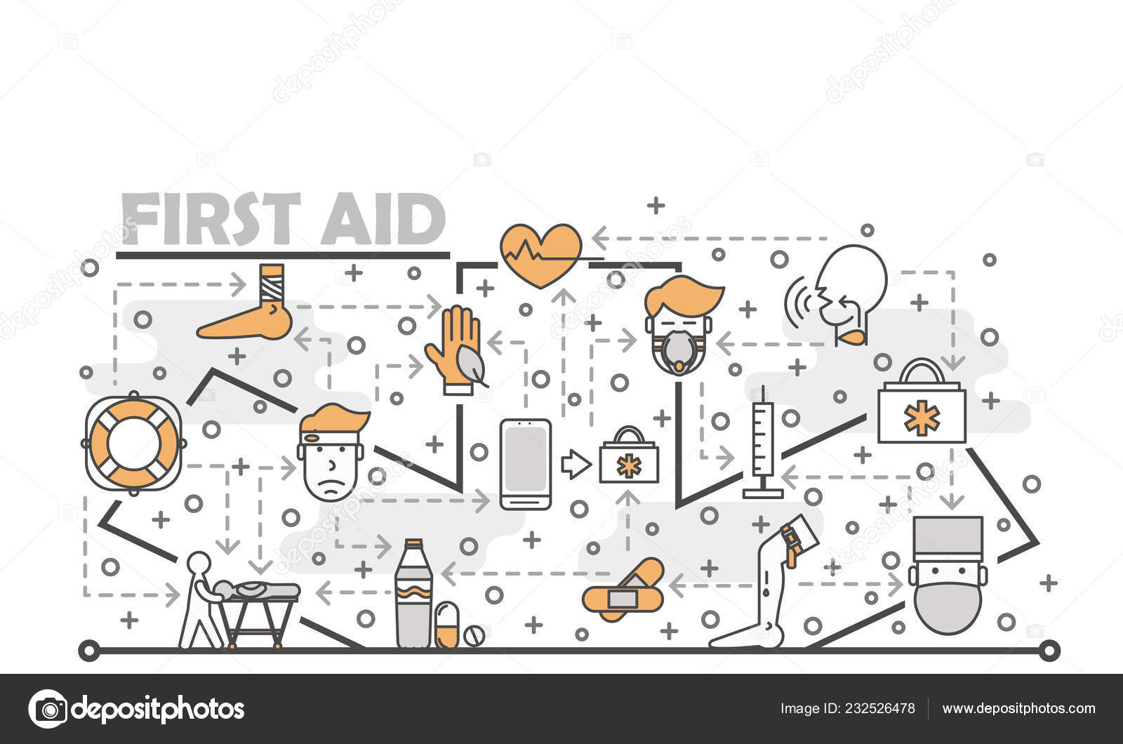 Vector thin line art first aid poster banner template Stock Vector ...