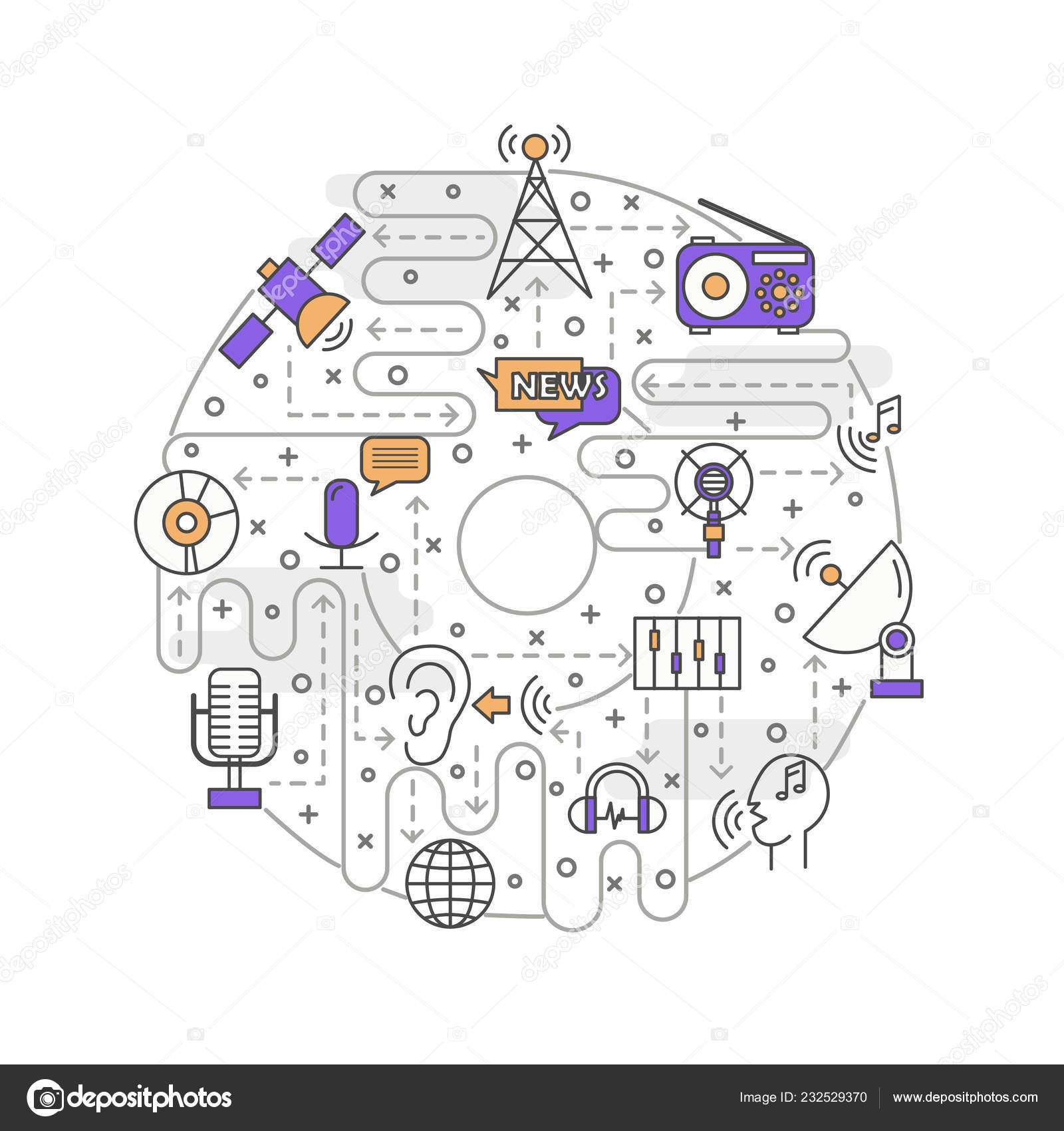 Audio Disc Shape Vector Poster Banner Template Radio Station Music ...