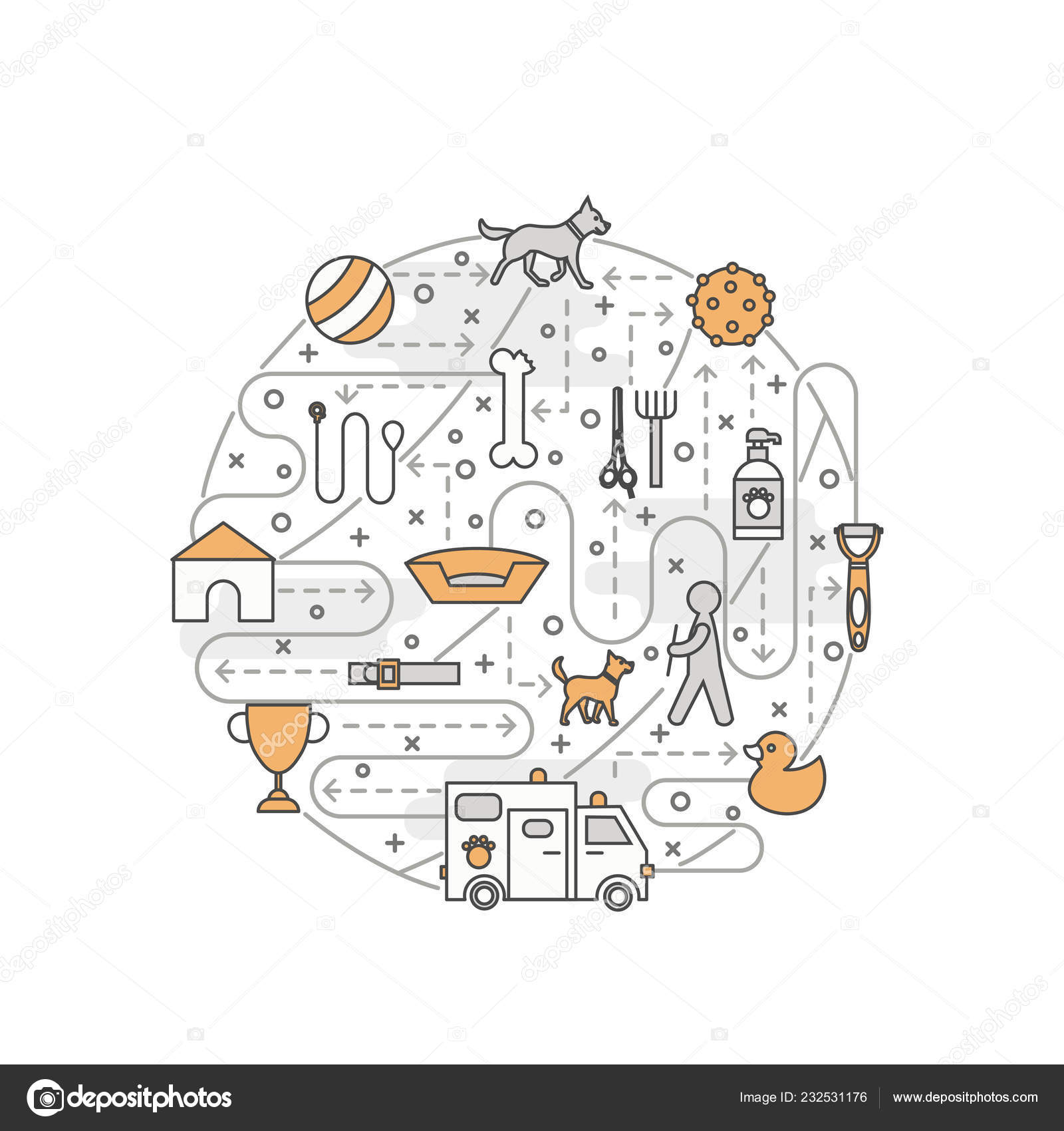 Vector thin line art dog training poster banner template Stock Vector ...