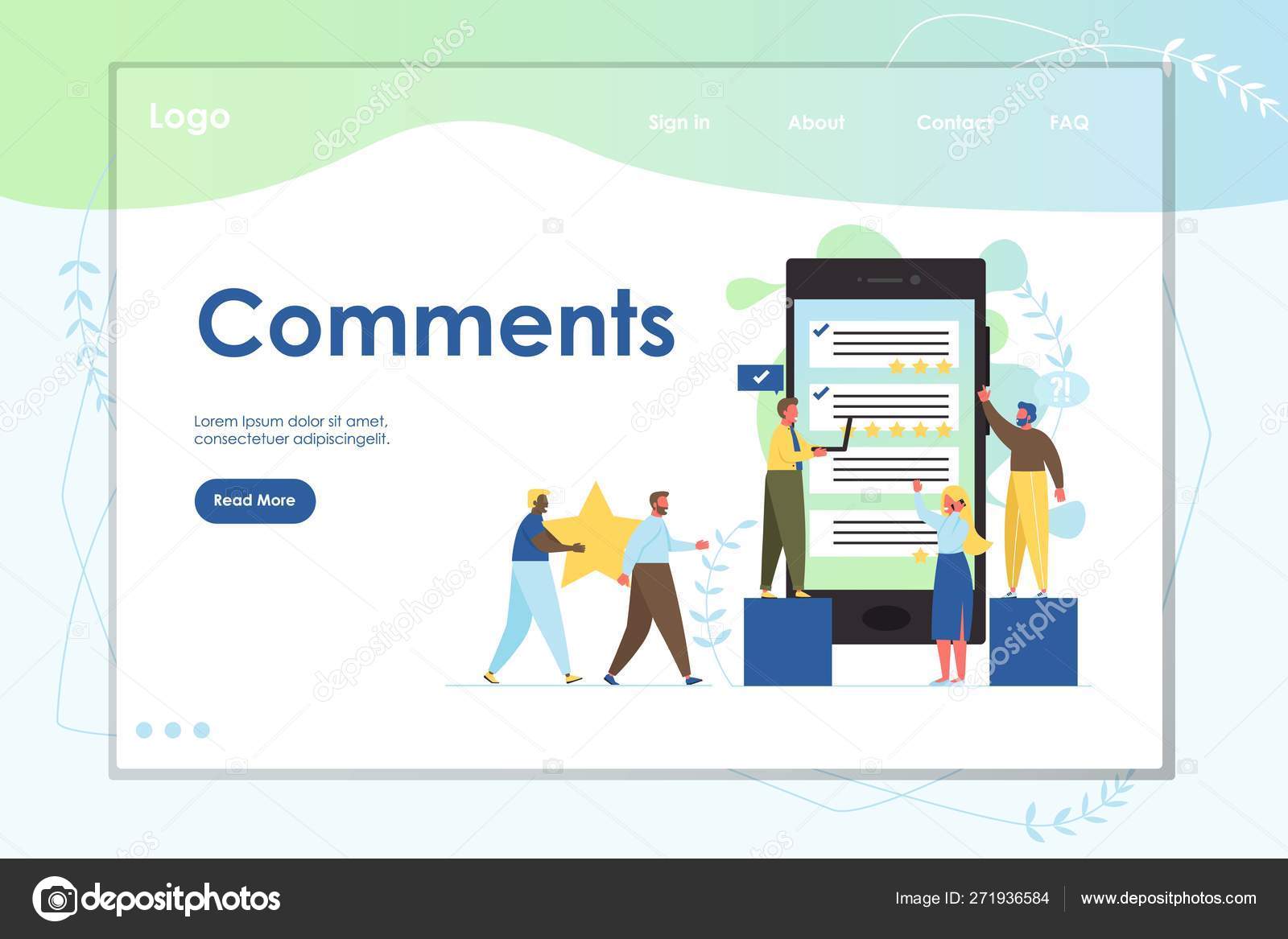 Comments vector website landing page design template Stock Vector Image ...