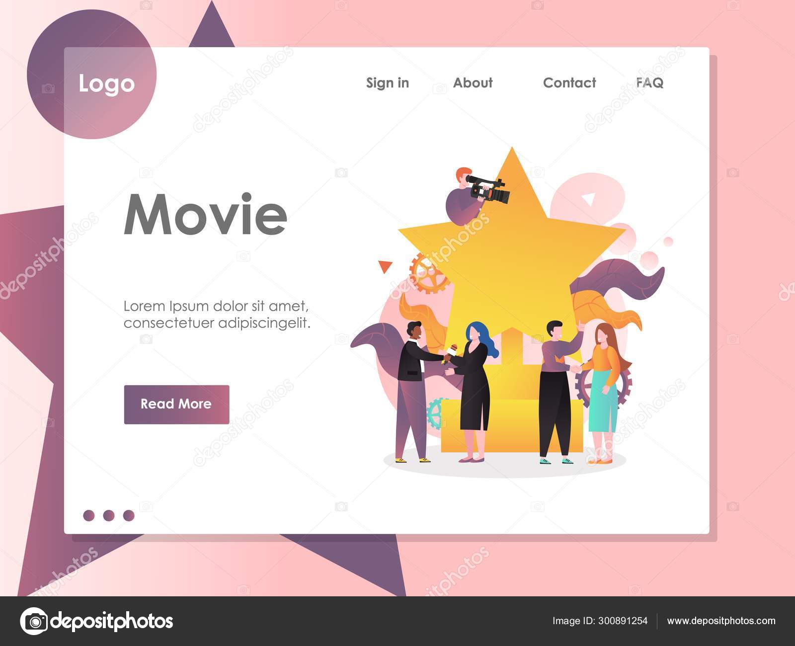 Movie vector website landing page design template Stock Vector Image by ...