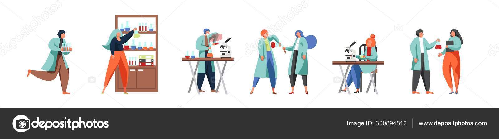 Science people in lab, vector flat isolated illustration Stock Vector ...