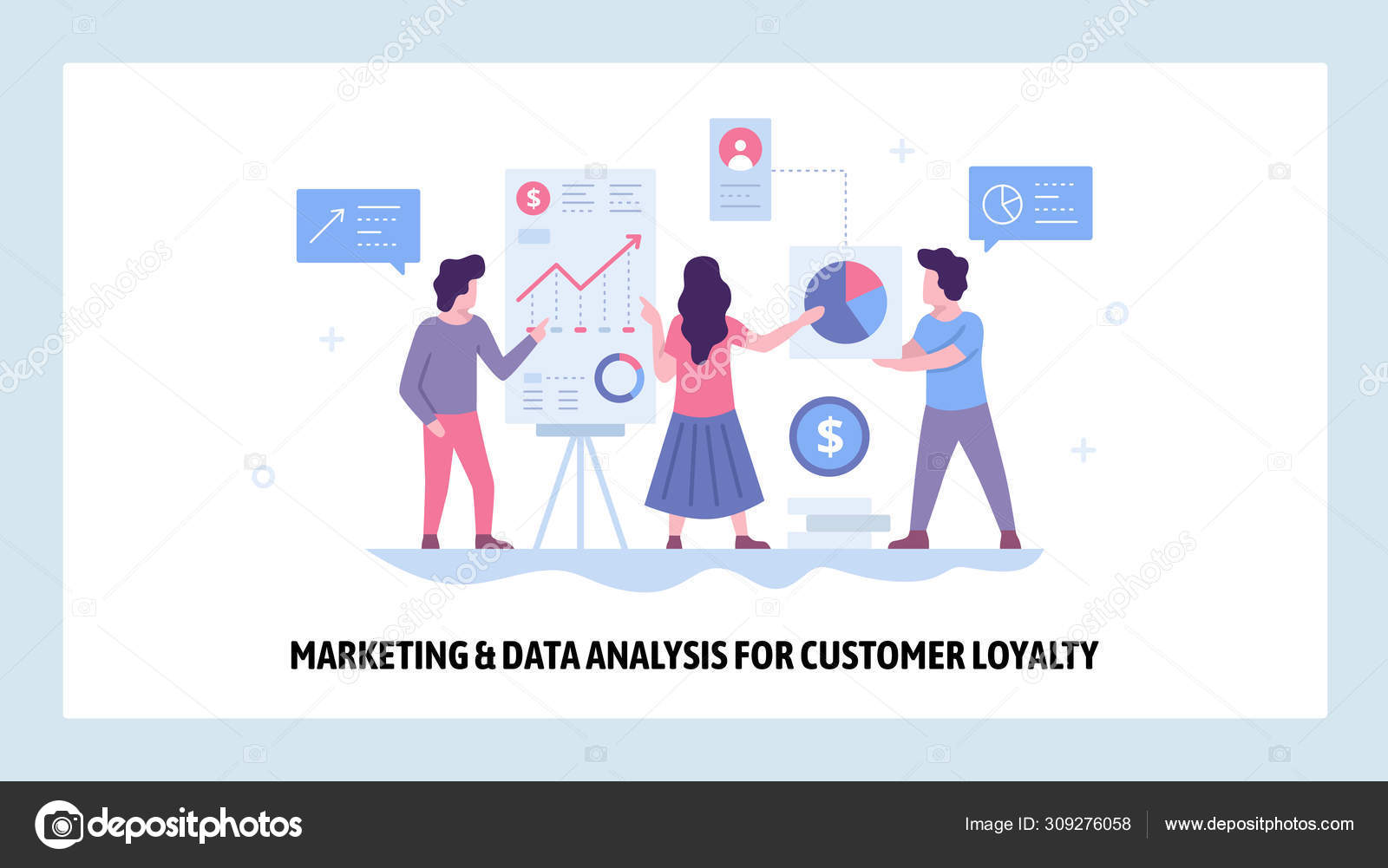 Vector web site design template. Data analytics concept. Financial ...