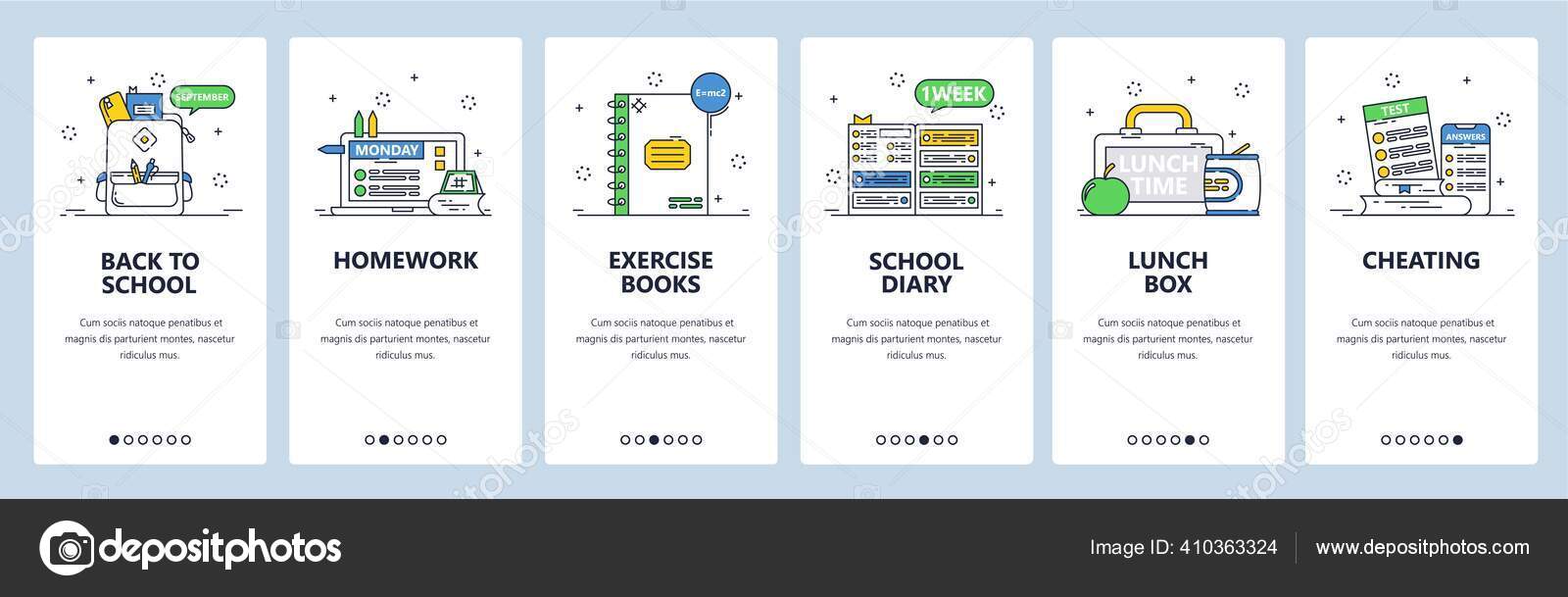 School education. Exercise books, diary, lunch box, homework. Mobile ...