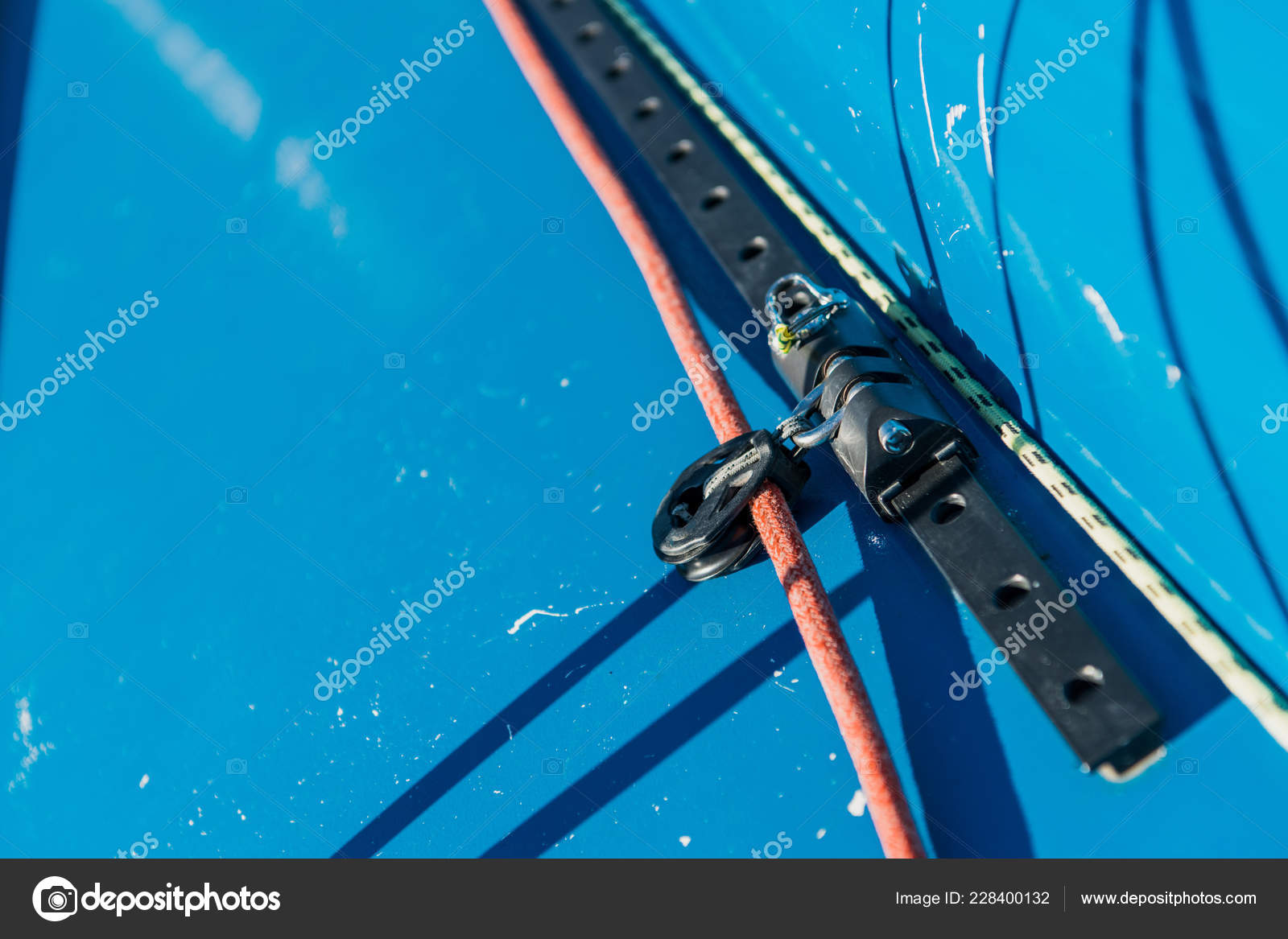 Sailing yacht rigging equipment: Jib Genoa block closeup Stock Photo by ...