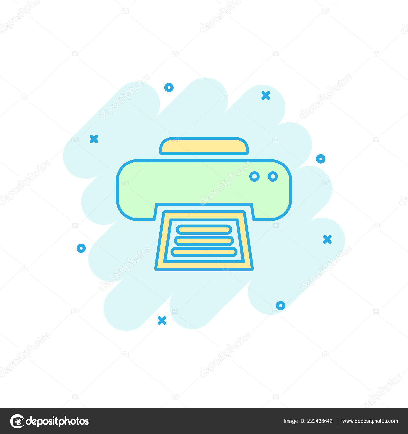 Vector Cartoon Printer Icon Comic Style Document Printing Sign ...