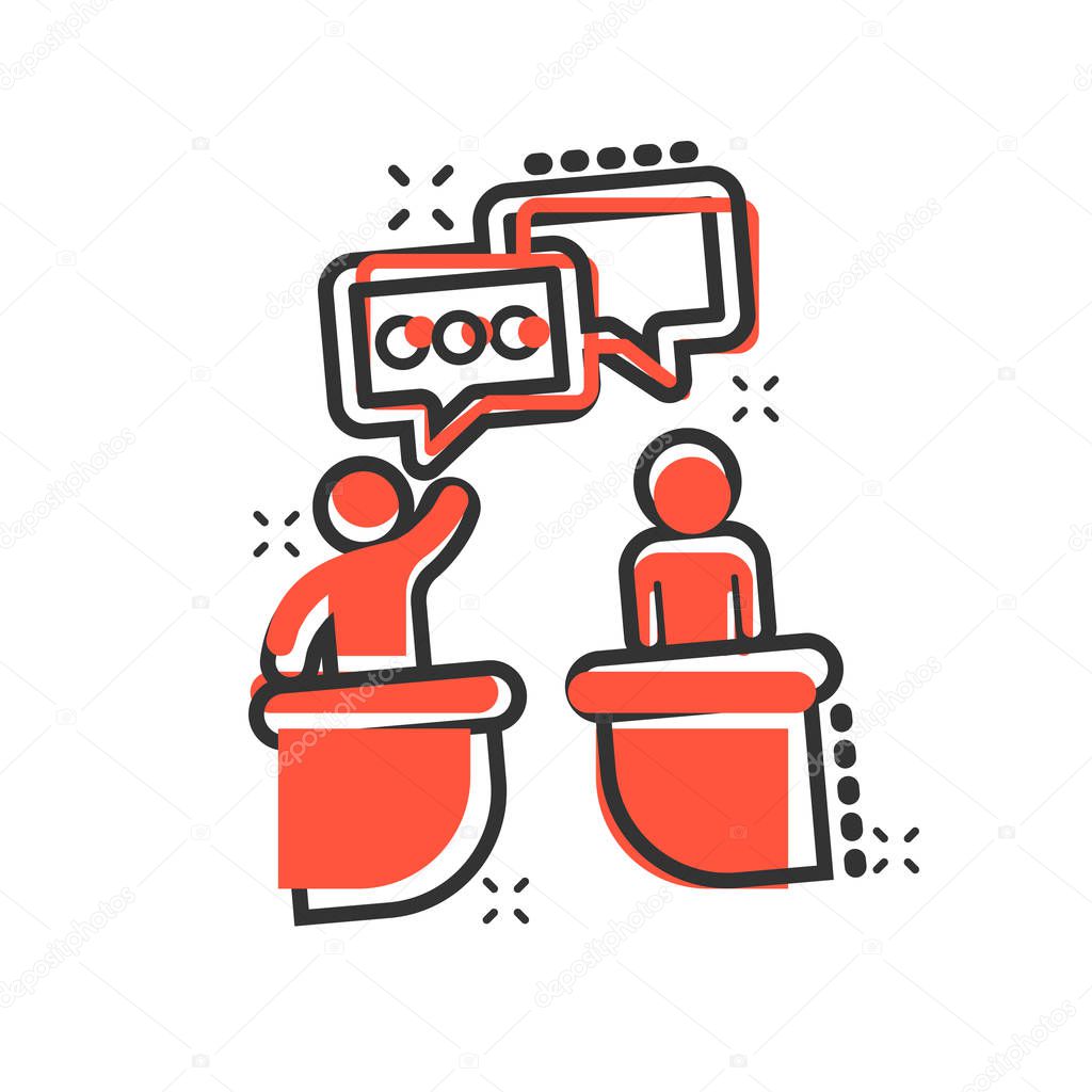 Icono de debate pol tico en estilo c mico. Presidencial debates vector ...