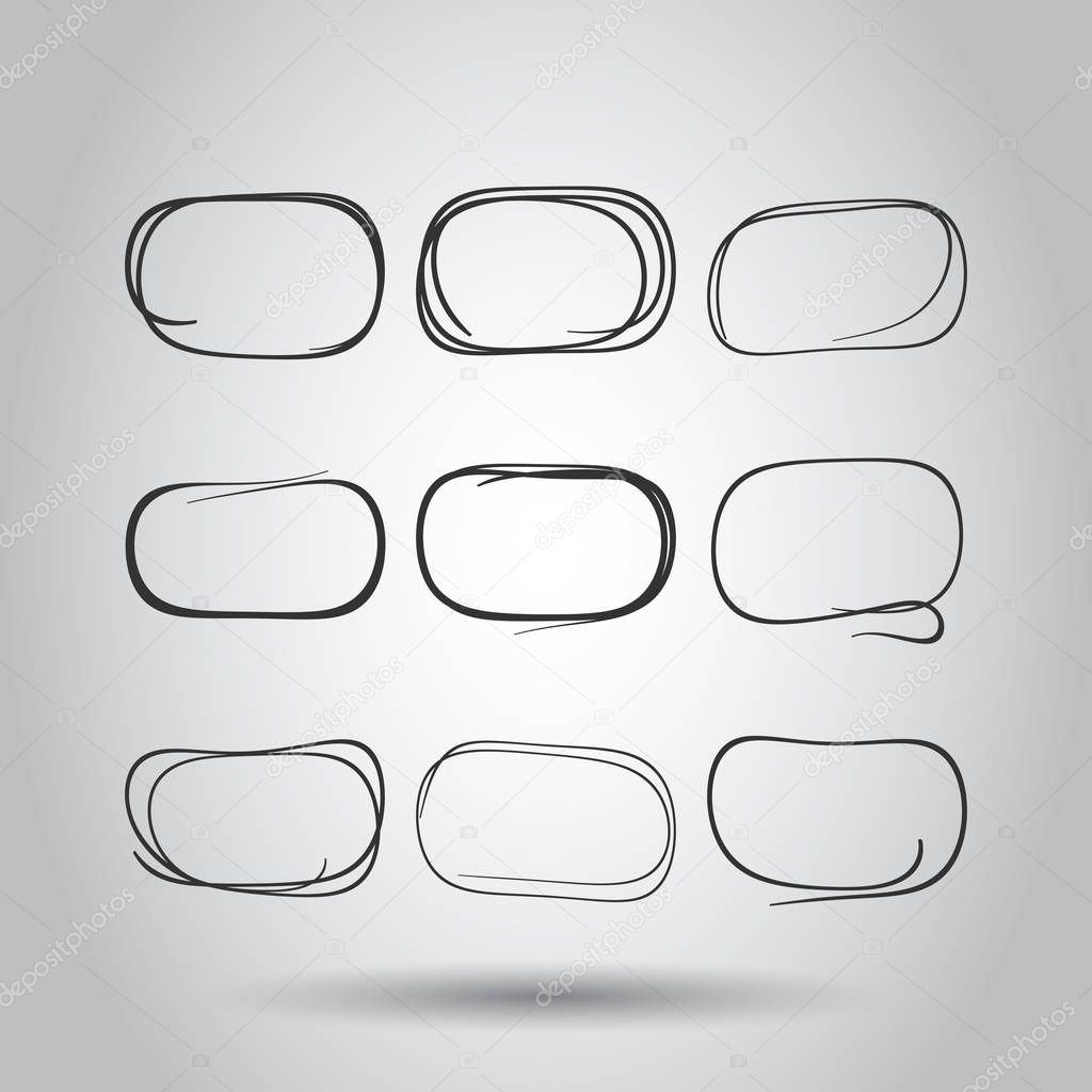 Conjunto de la mano dibujado garabatos círculos línea boceto. Vector ...