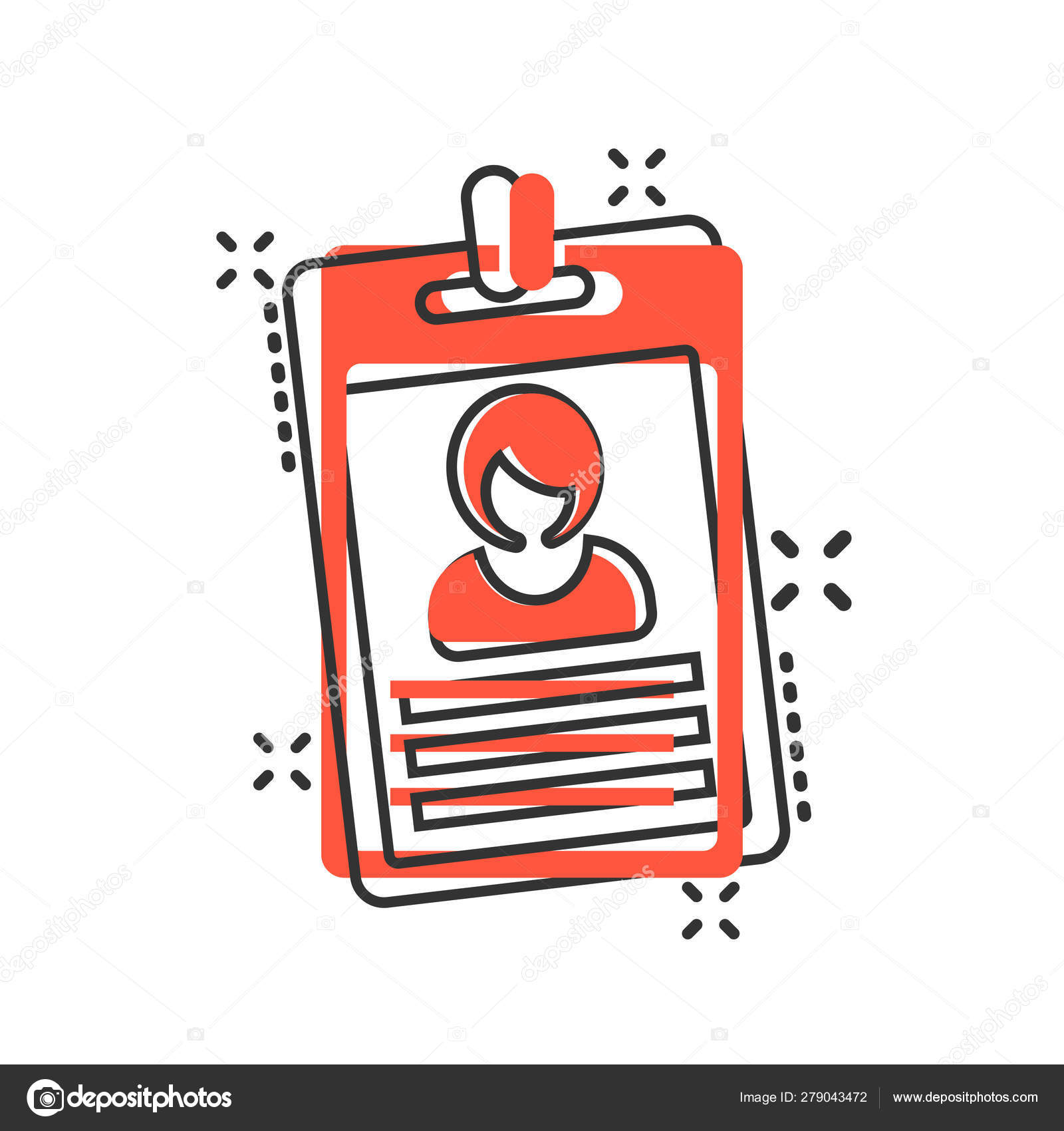 Id card icon in comic style. Identity tag vector cartoon illustr Stock ...