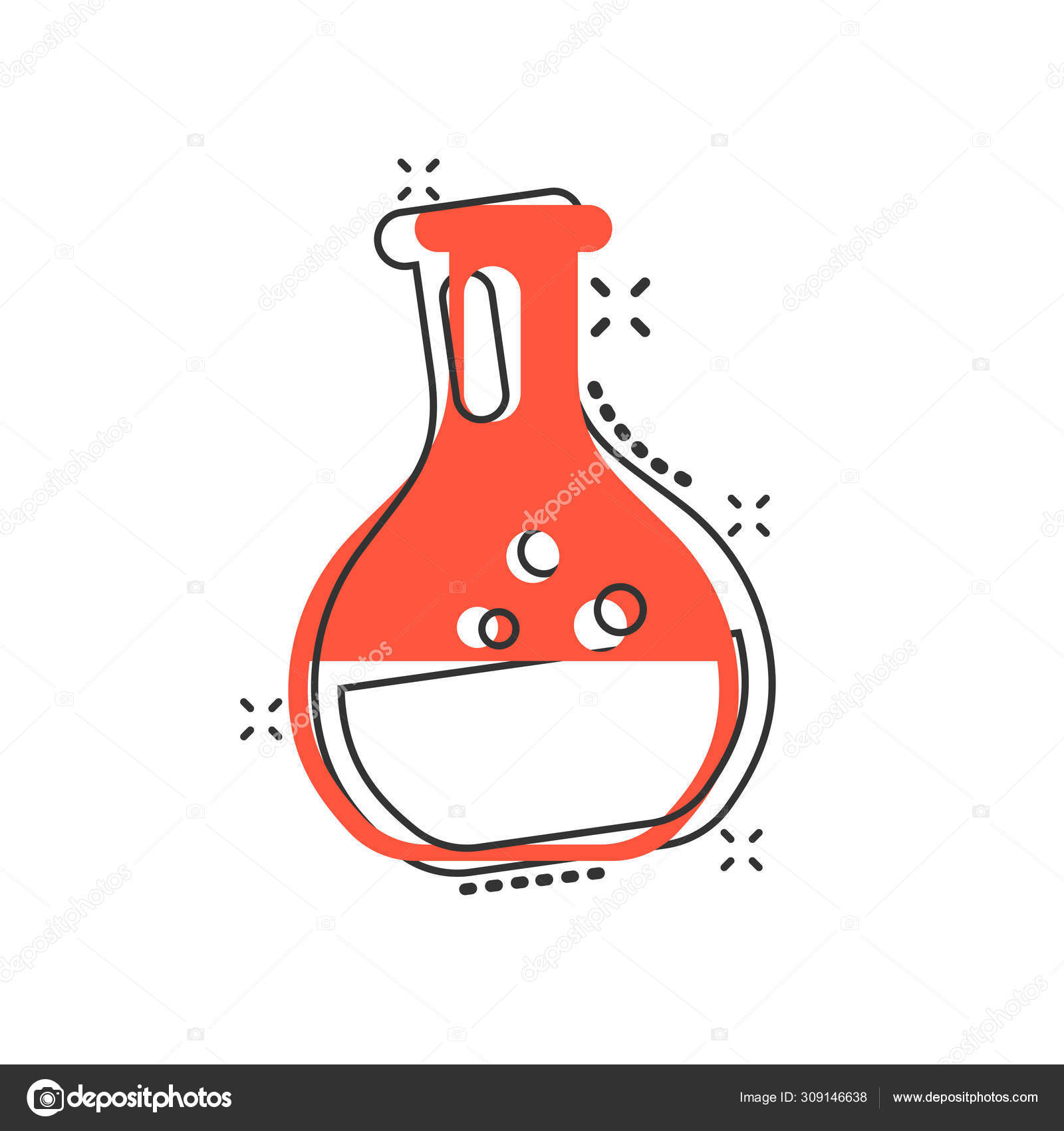 Chemistry beakers sign icon in comic style. Flask test tube vect Stock ...