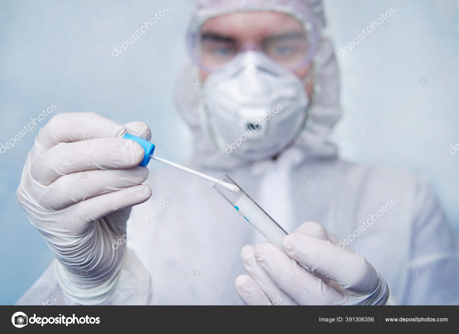 Examination Mucosal Smears Scientist Holding Test Tube Study Viruses ...