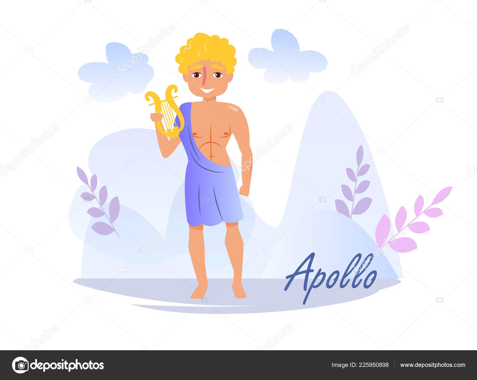 Apolo Vector. Dibujos animados. Arte aislado sobre fondo blanco. Plano ...