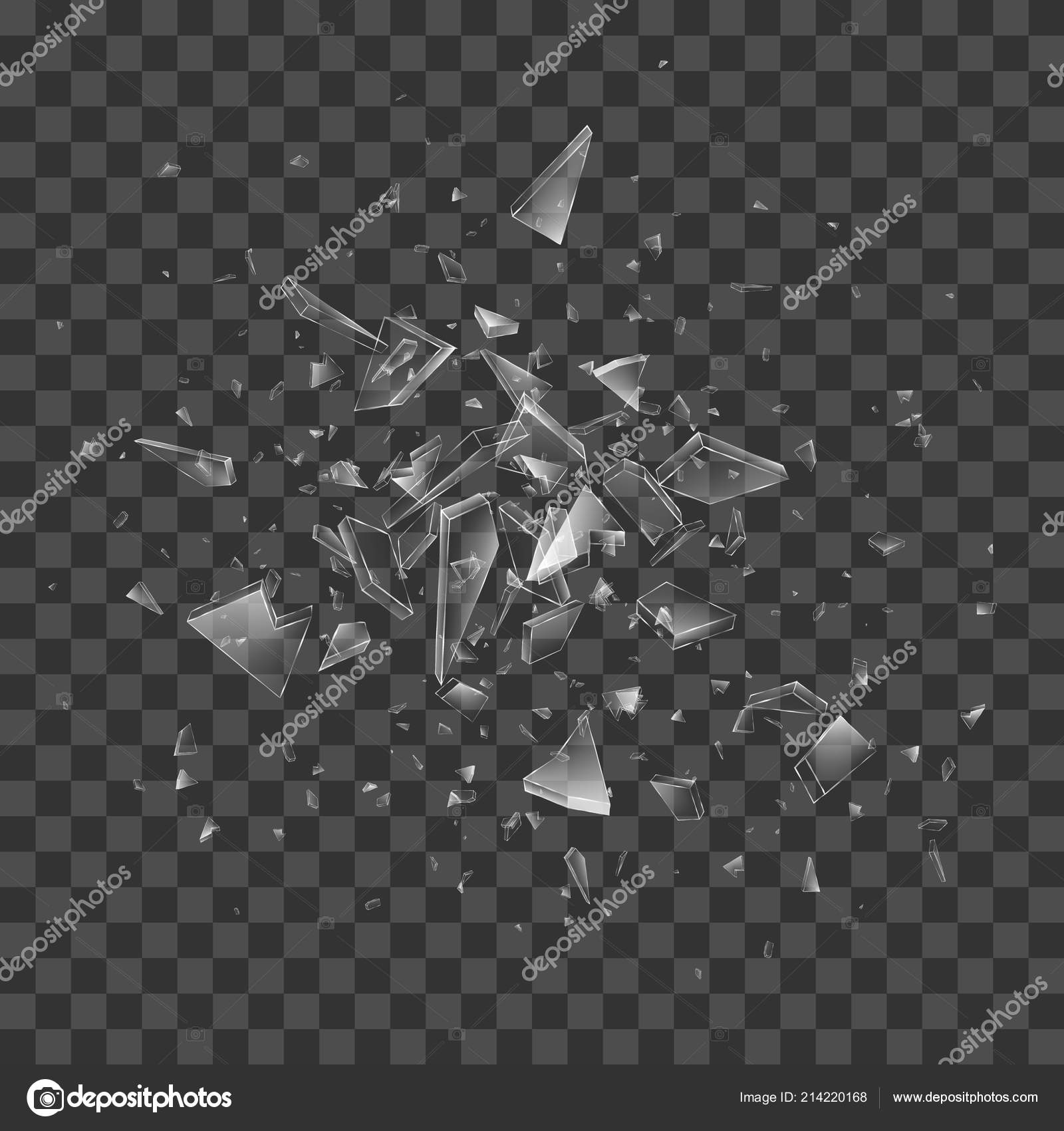 Broken Shattered Glass Debris Vector Transparent Effect Abstract ...