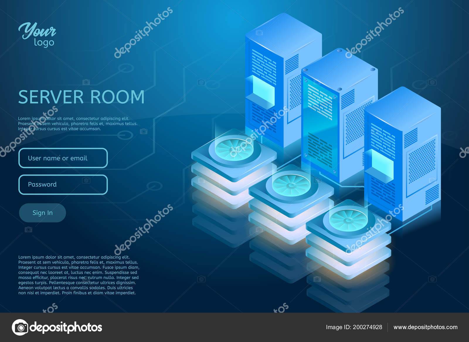 Web hosting and data center isometric vector illustration. Stock Vector by ©Woters 200274928