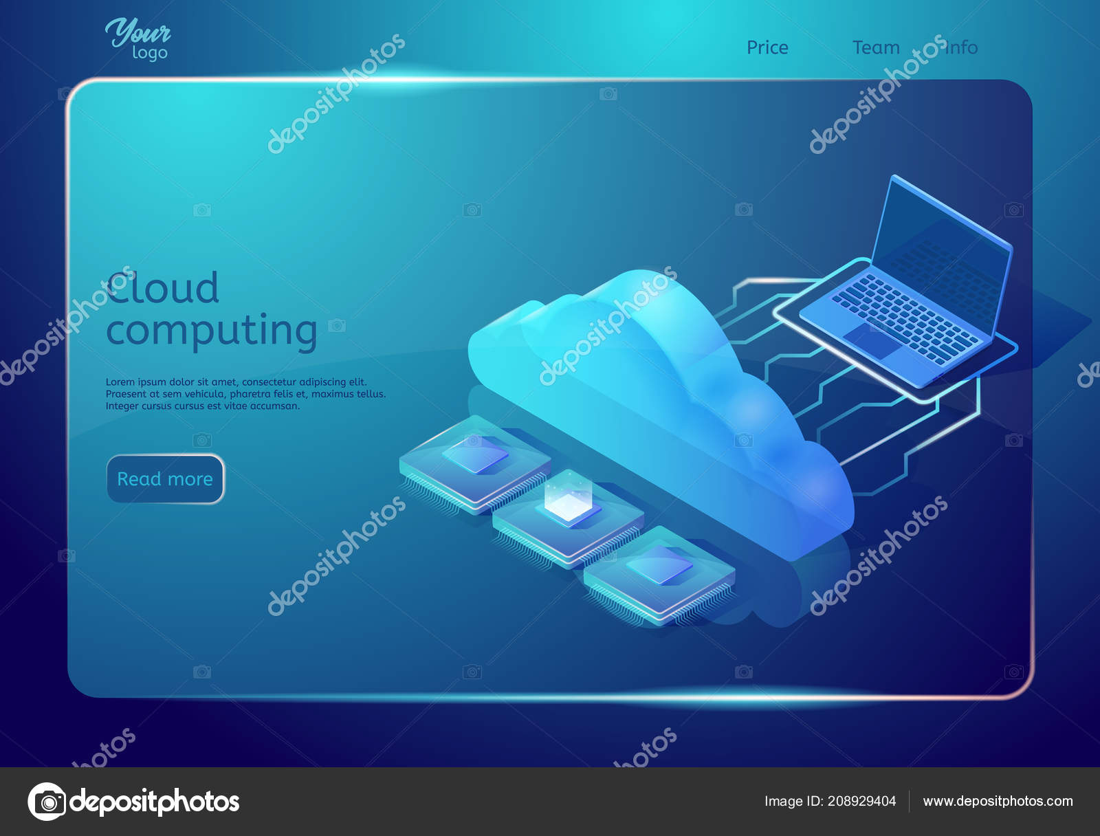 Cloud computing web page template. Isometric vector illustration. Stock ...