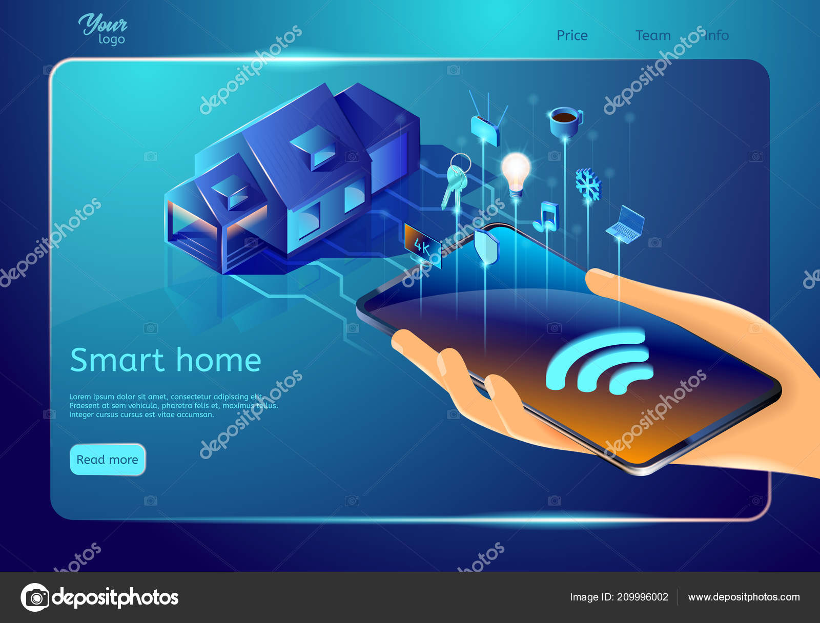 Smart home structure web page template. Isometric vector illustration ...