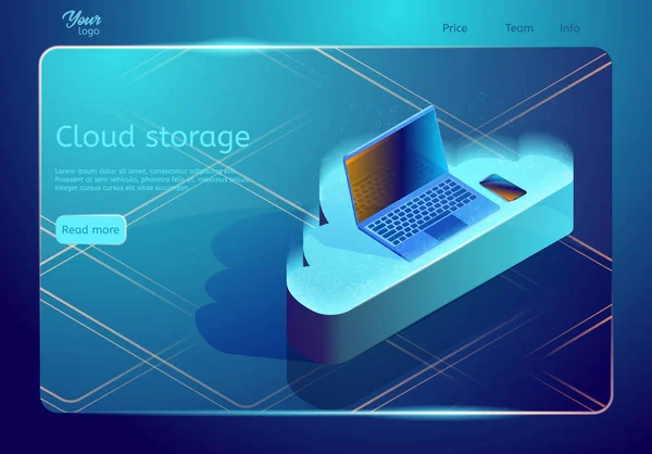 Cloud computing web page template. Isometric vector illustration. Stock ...