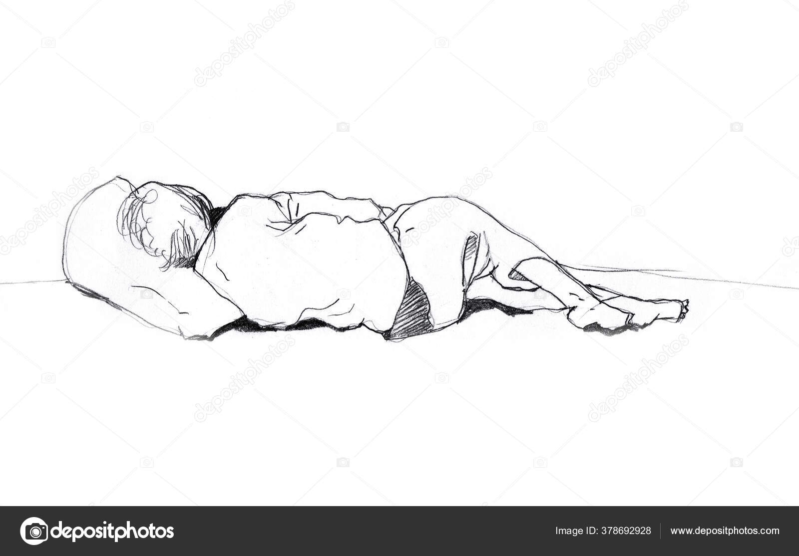 Hand Drawn Sketch Sleeping Boy Stock Illustration by ©KseniyaOmega ...