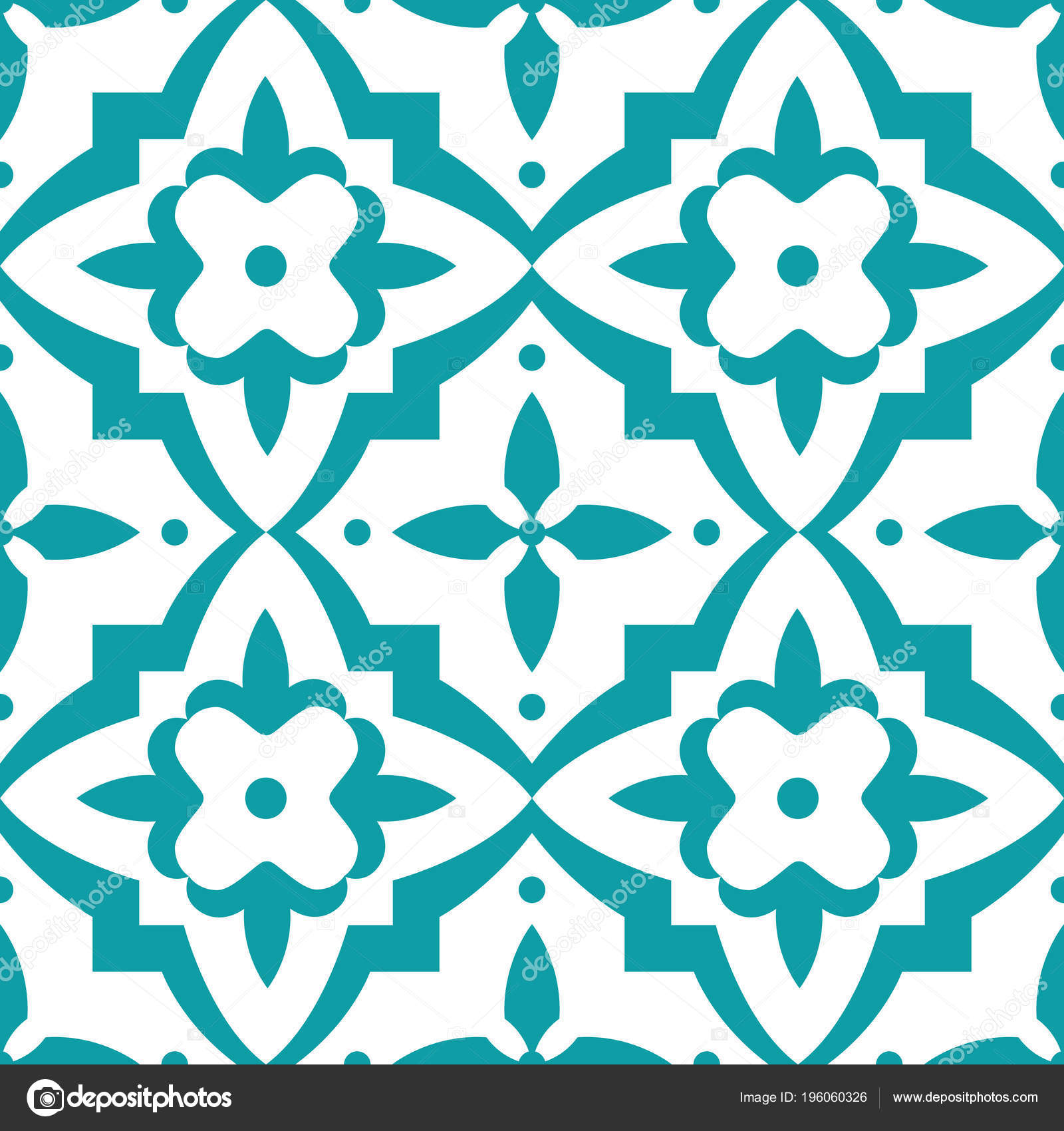 Vector oriental pattern in blue color. Tile or dutch tile style ...