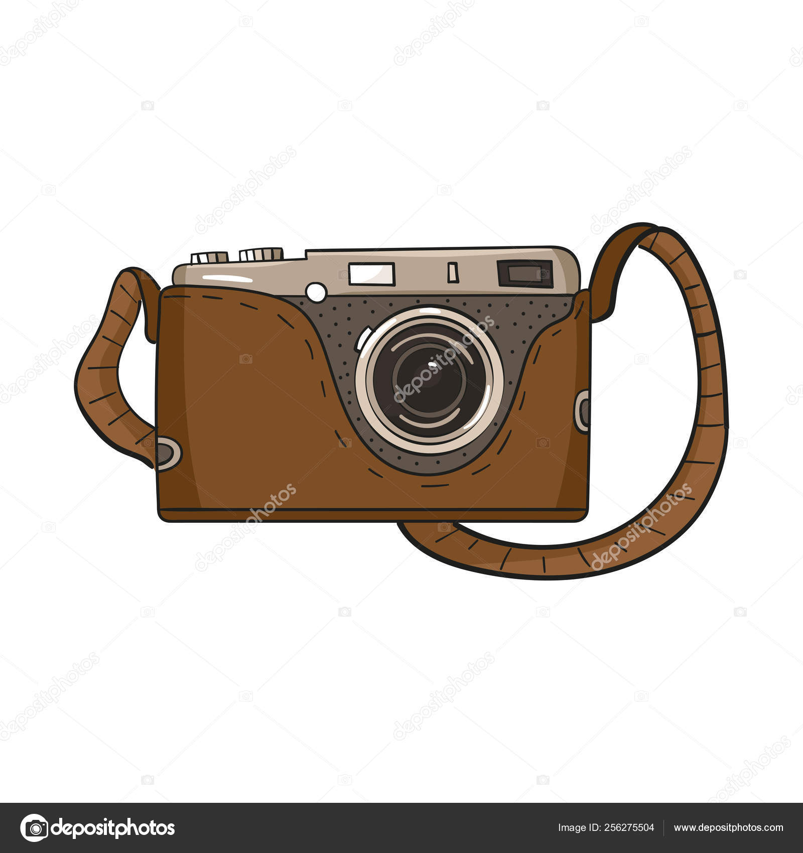 Retro camera in cartoon style. Single object isolated on white ...
