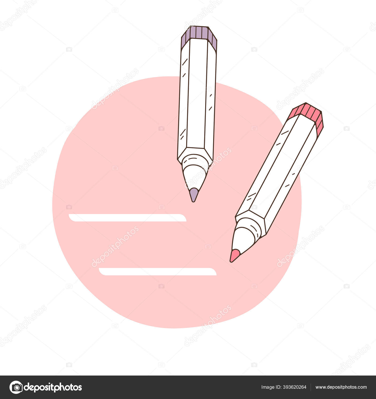 The pencil writing note. Mark done. Vector illustration isolated on a ...