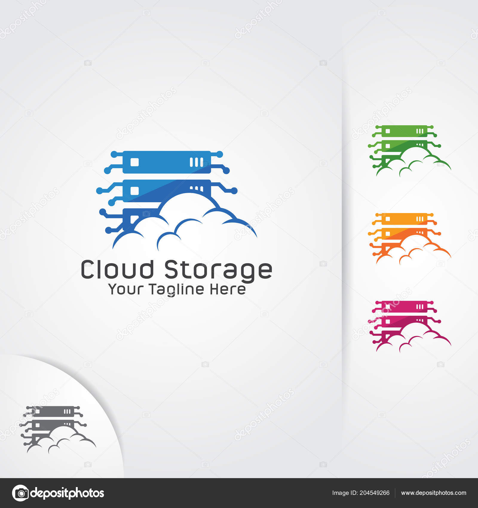 Web Hosting Logo Design Vector Cloud Server Storage Combination Stock ...
