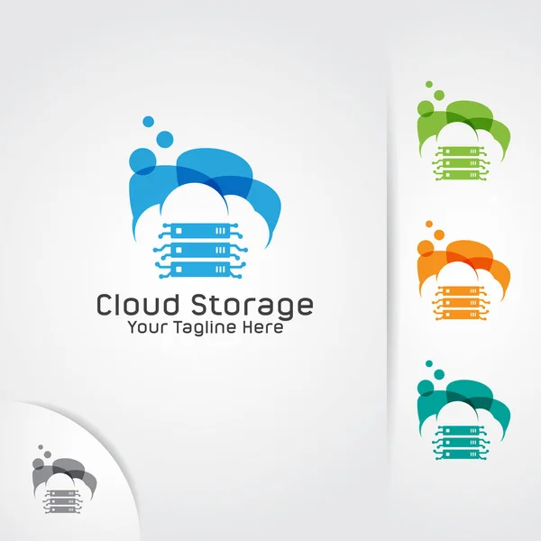 Web Hosting Logo Design Vector Cloud Server Storage Combination Stock ...