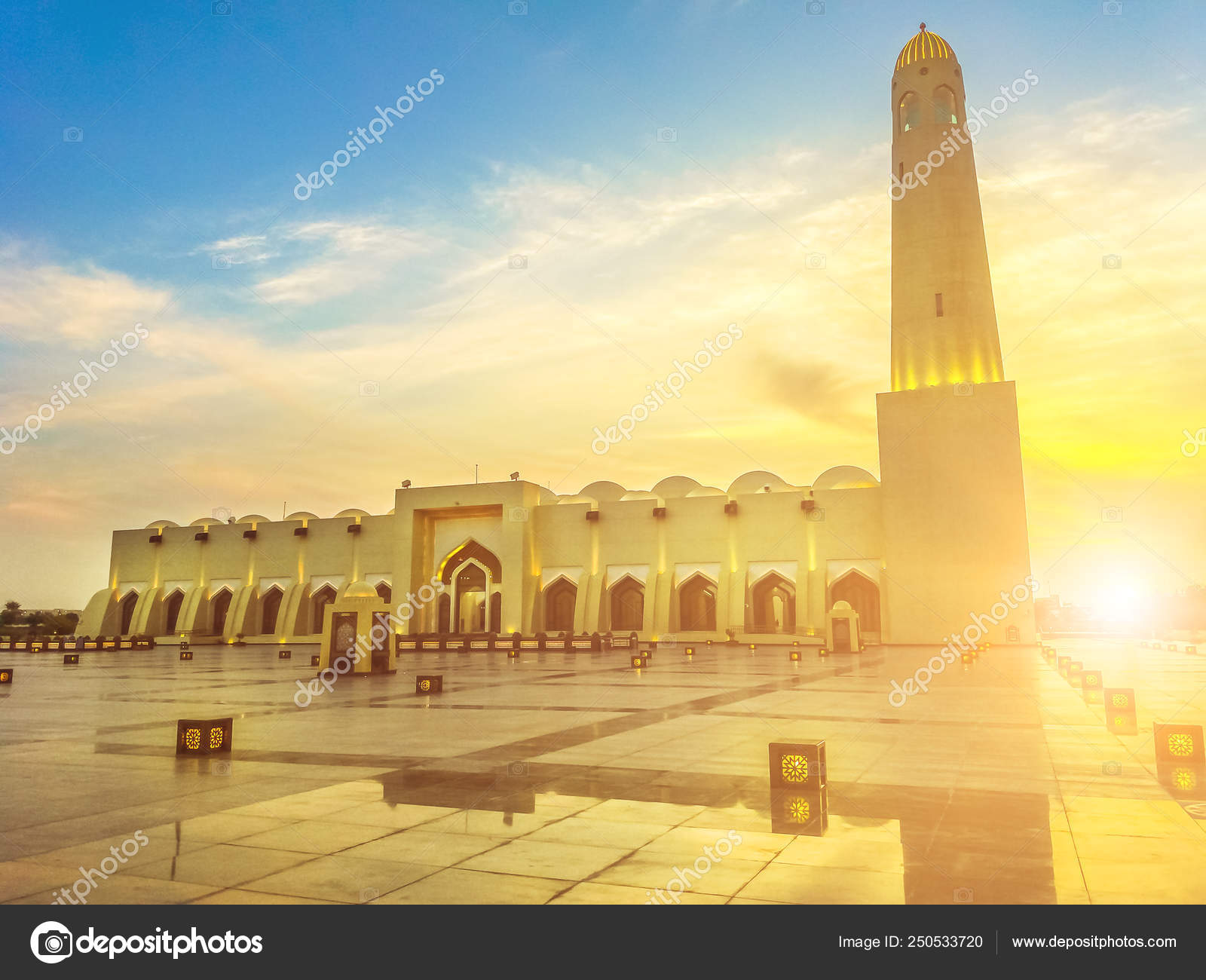 Doha Grand Mosque sunset Stock Photo by ©bennymarty 250533720