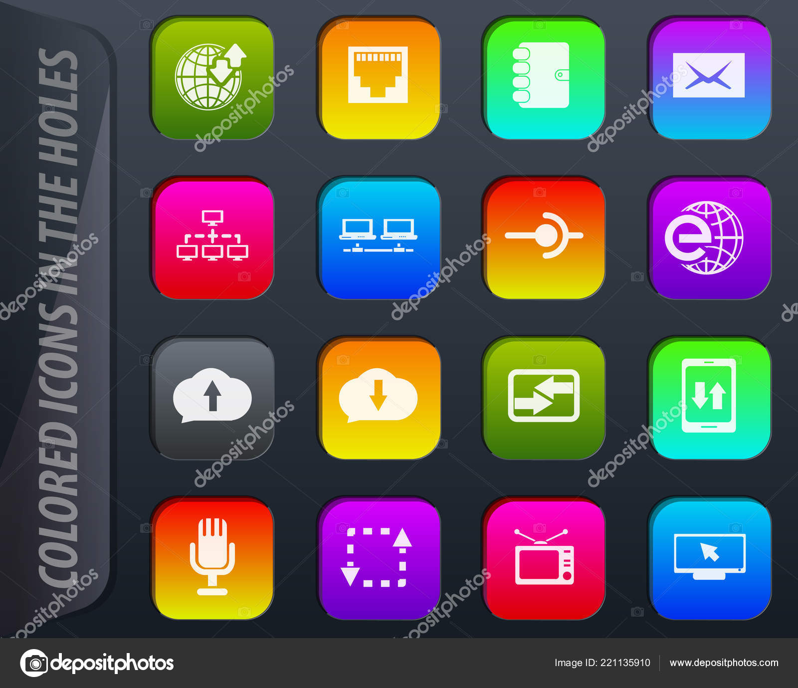 Communication Colored Icons Holes Easily Adapt Any Background Stock ...