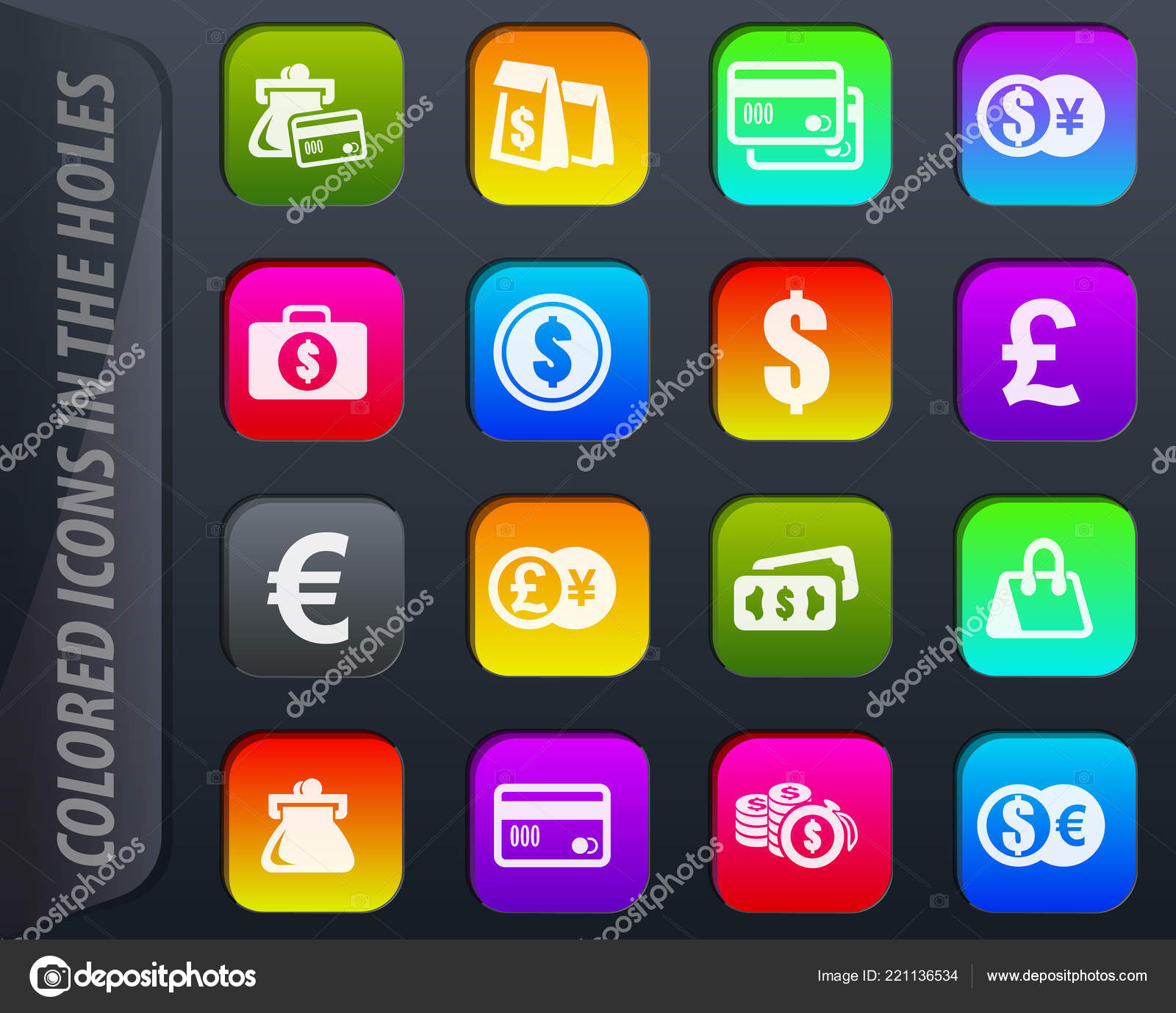 Commers Vector Colored Icons Holes Easily Adapt Any Background Stock ...