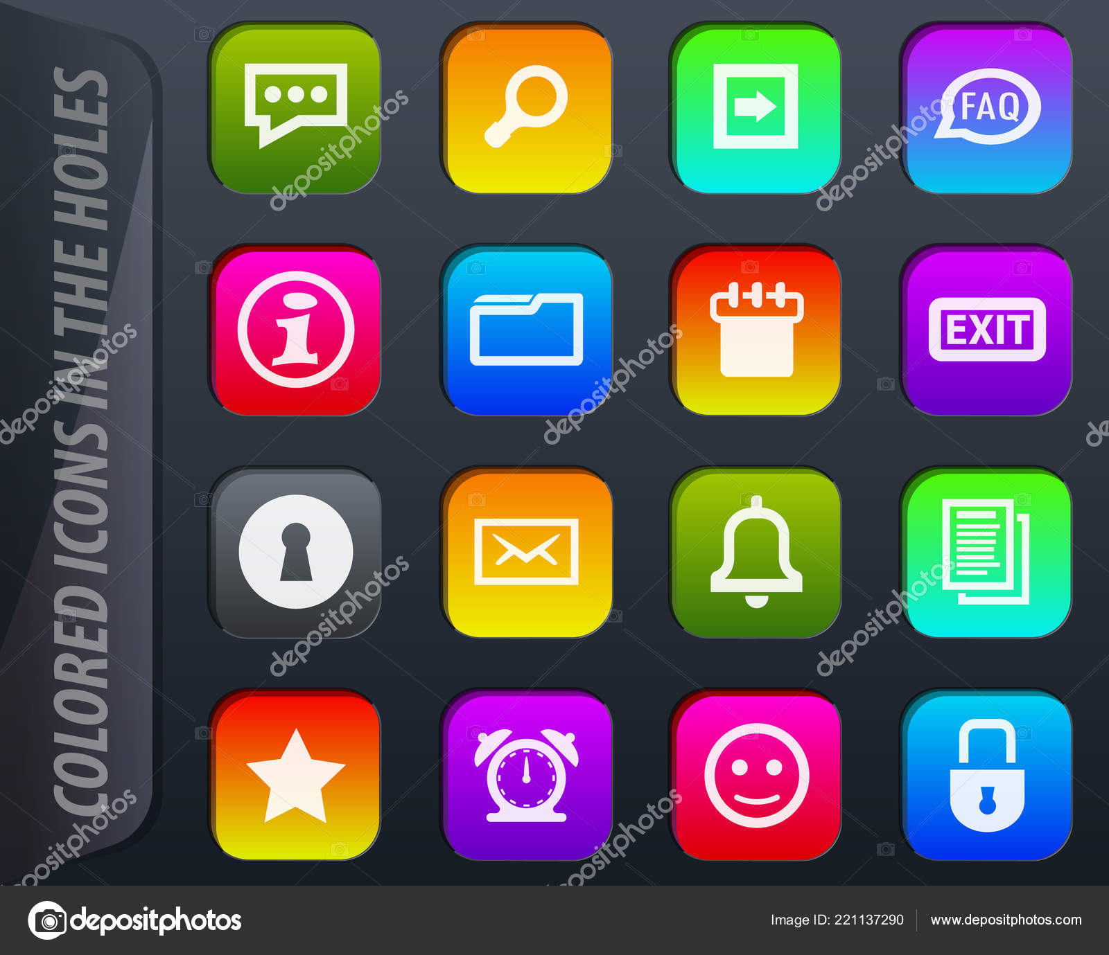 Forum Interface Web Colored Icons Holes Easily Adapt Any Background ...