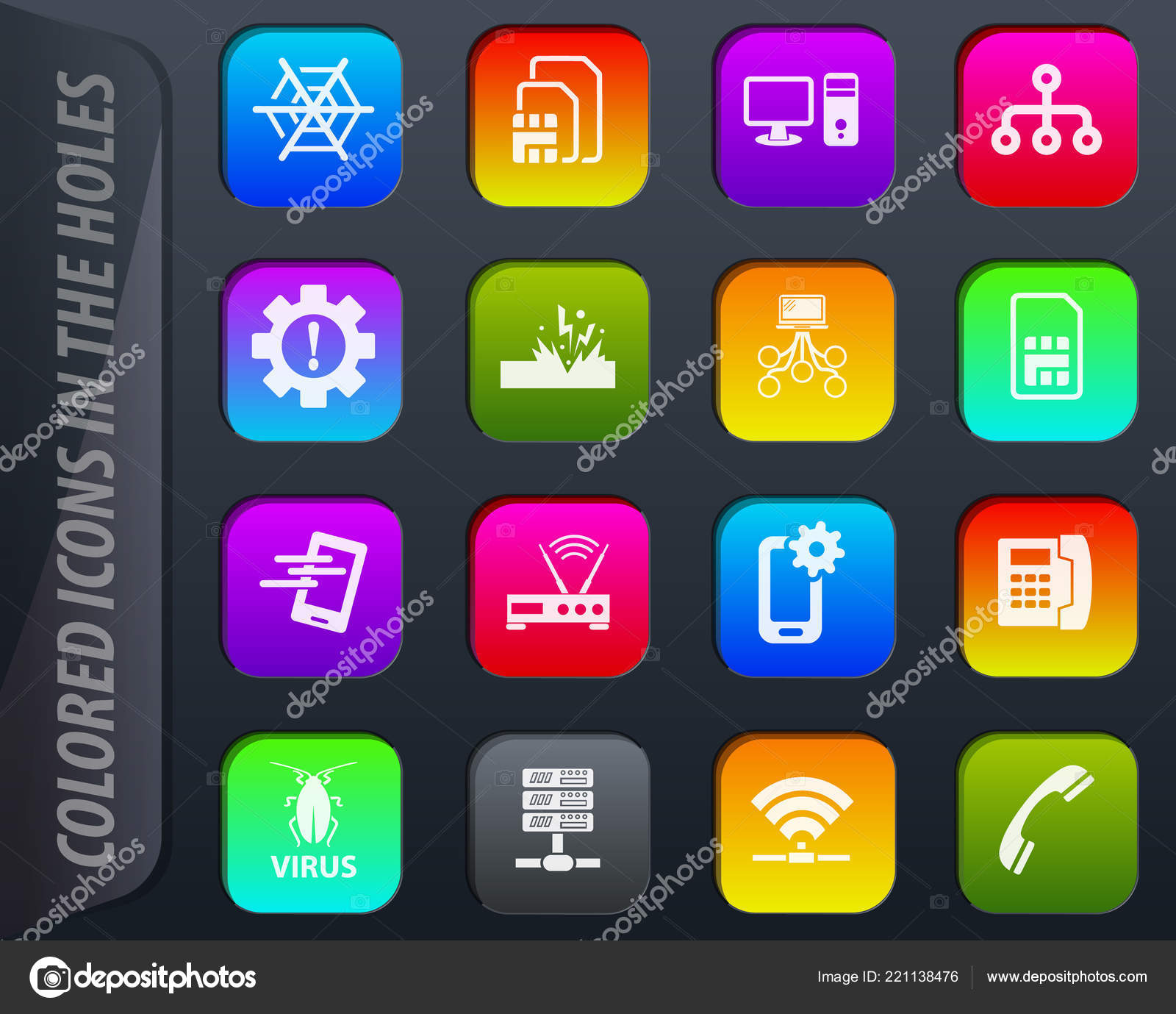 Mobile Connection Vector Colored Icons Holes Easily Adapt Any ...