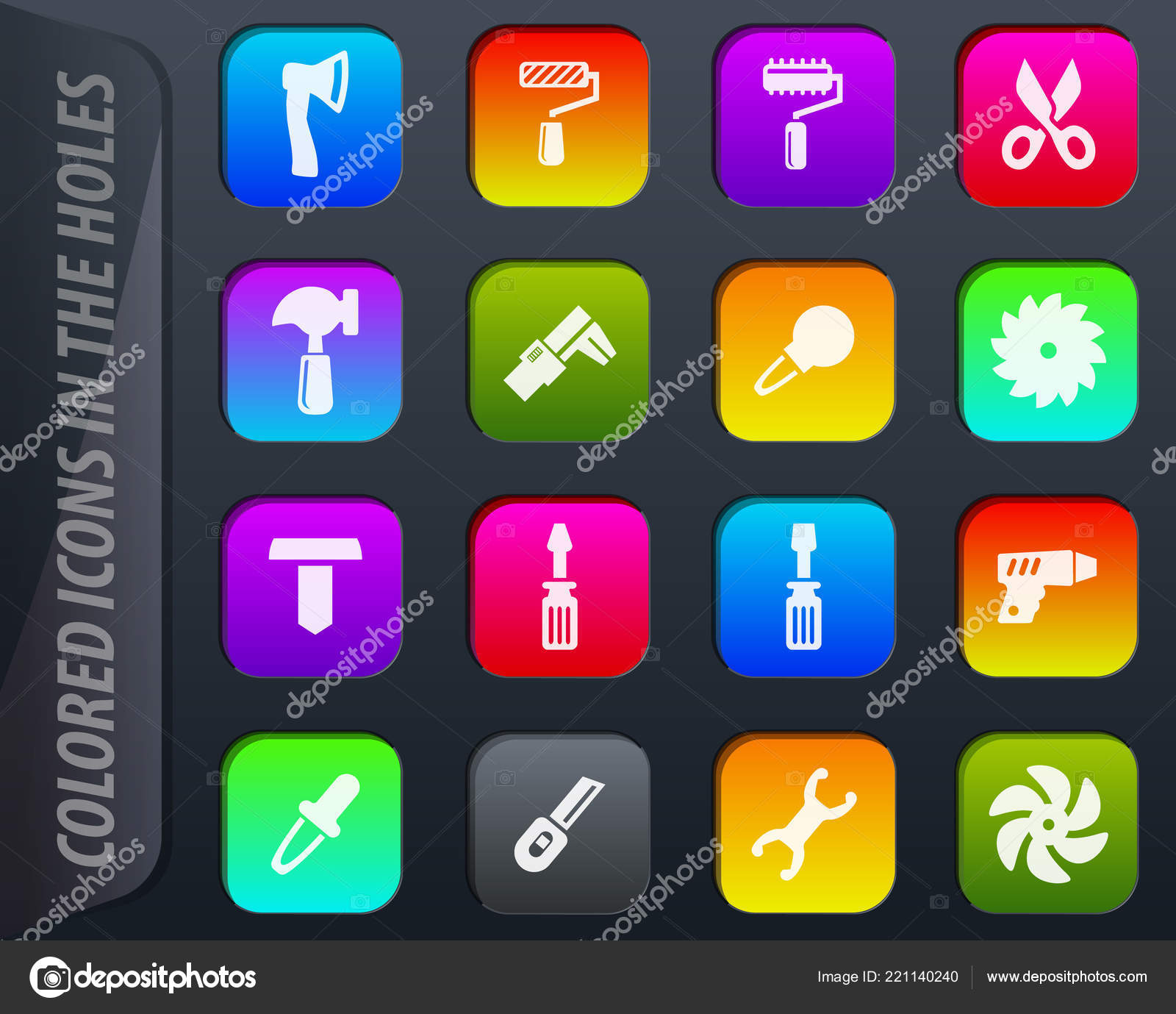 Work Tools Colored Icons Holes Easily Adapt Any Background Stock Vector ...