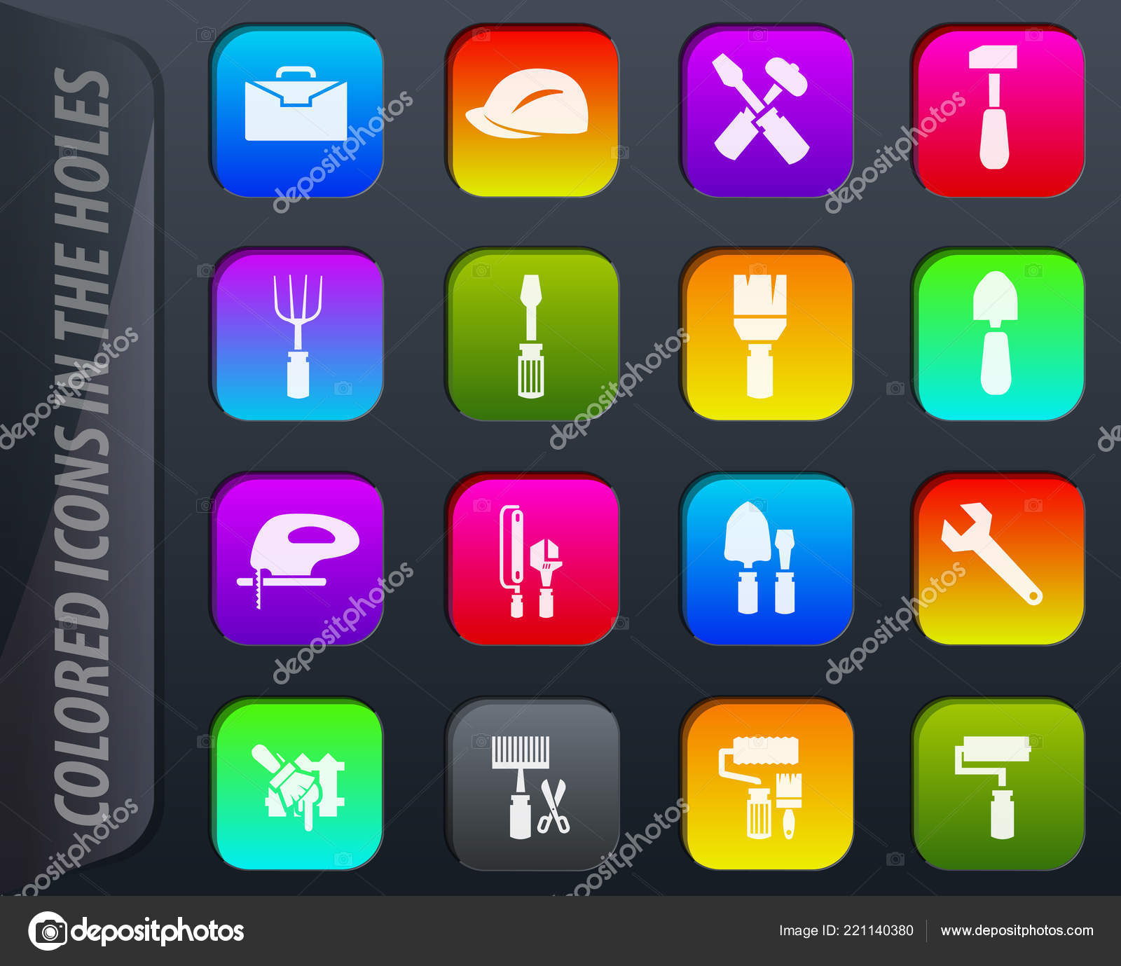 Work Tools Colored Icons Holes Easily Adapt Any Background Stock Vector ...