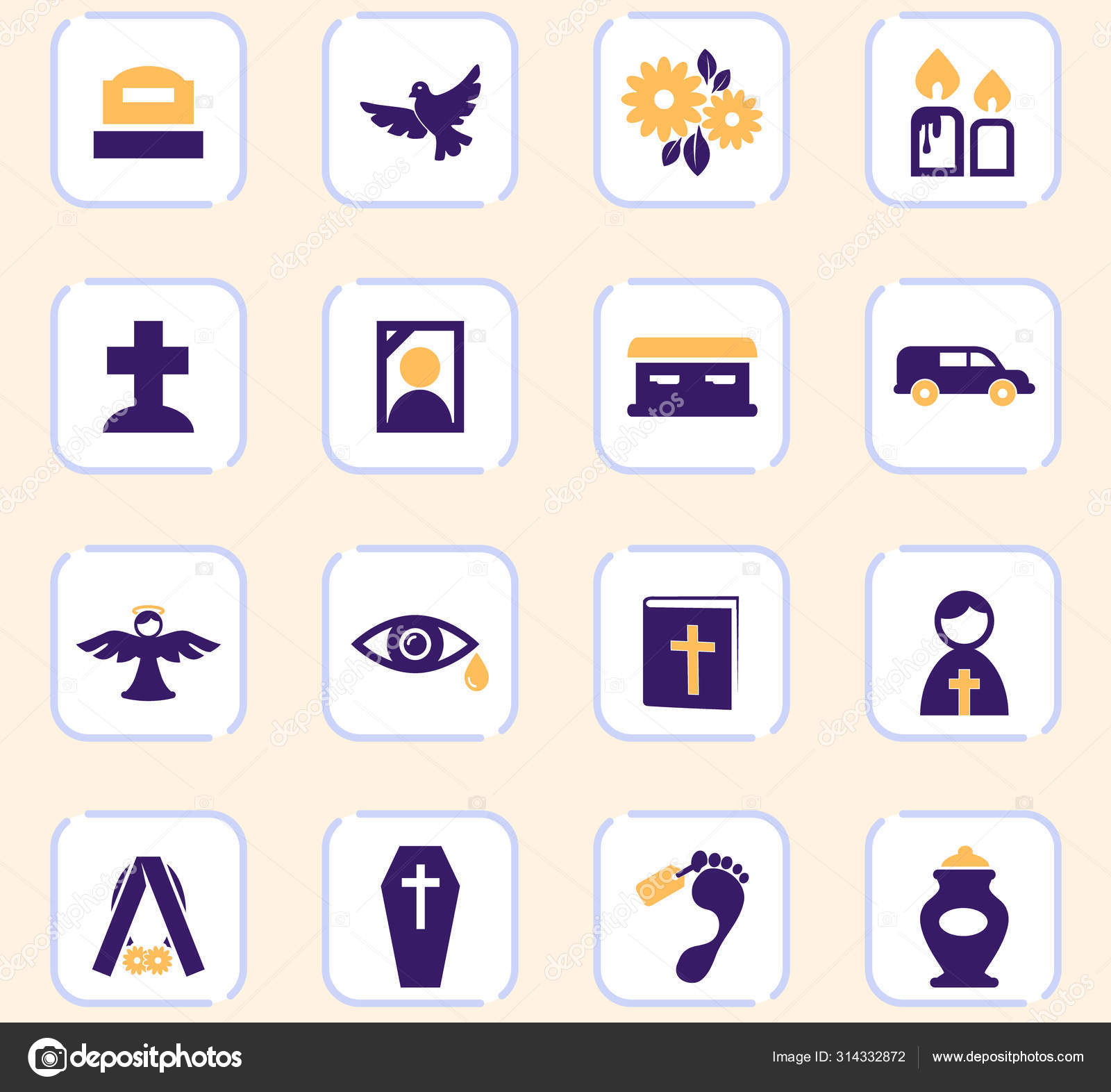Funeral service icons set Stock Vector Image by ©Lisess #314332872