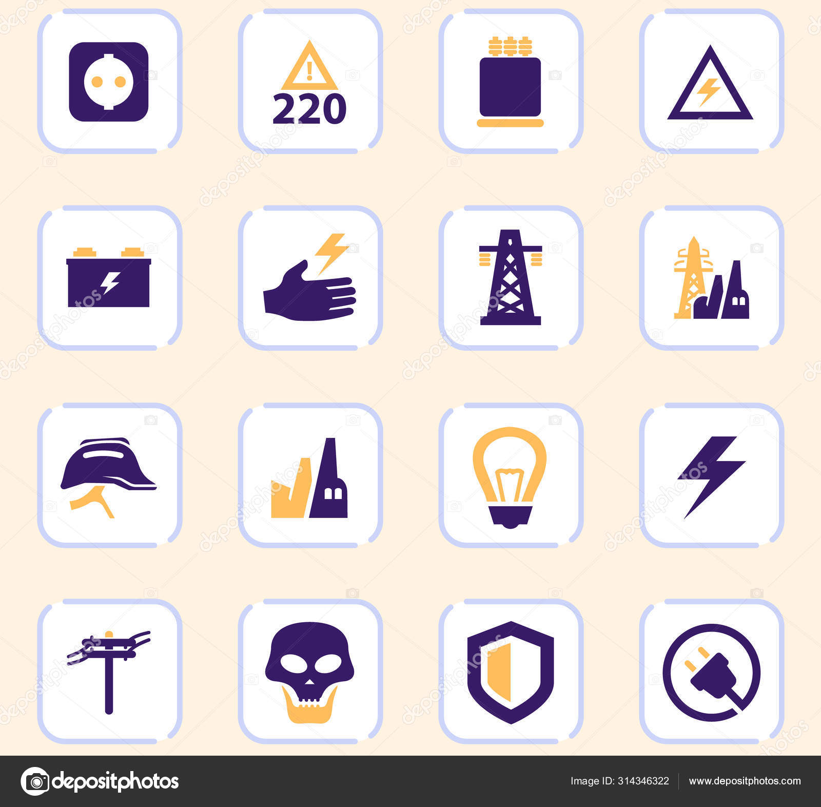 High voltage icons set Stock Vector Image by ©Lisess #314346322