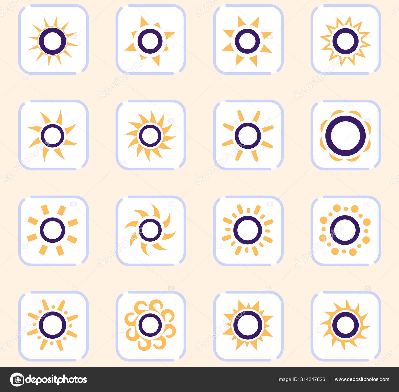 Set of sun icons Stock Vector Image by ©Lisess #314347826