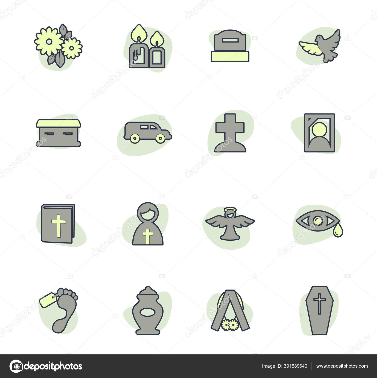 Funeral Service Color Vector Icons User Interface Design Stock Vector ...