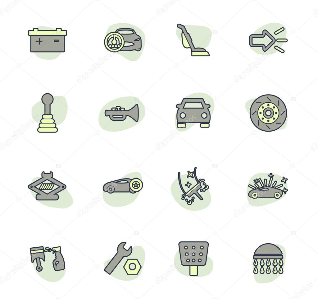 Conjunto de iconos de tienda de automóviles para sitios web e interfaz ...