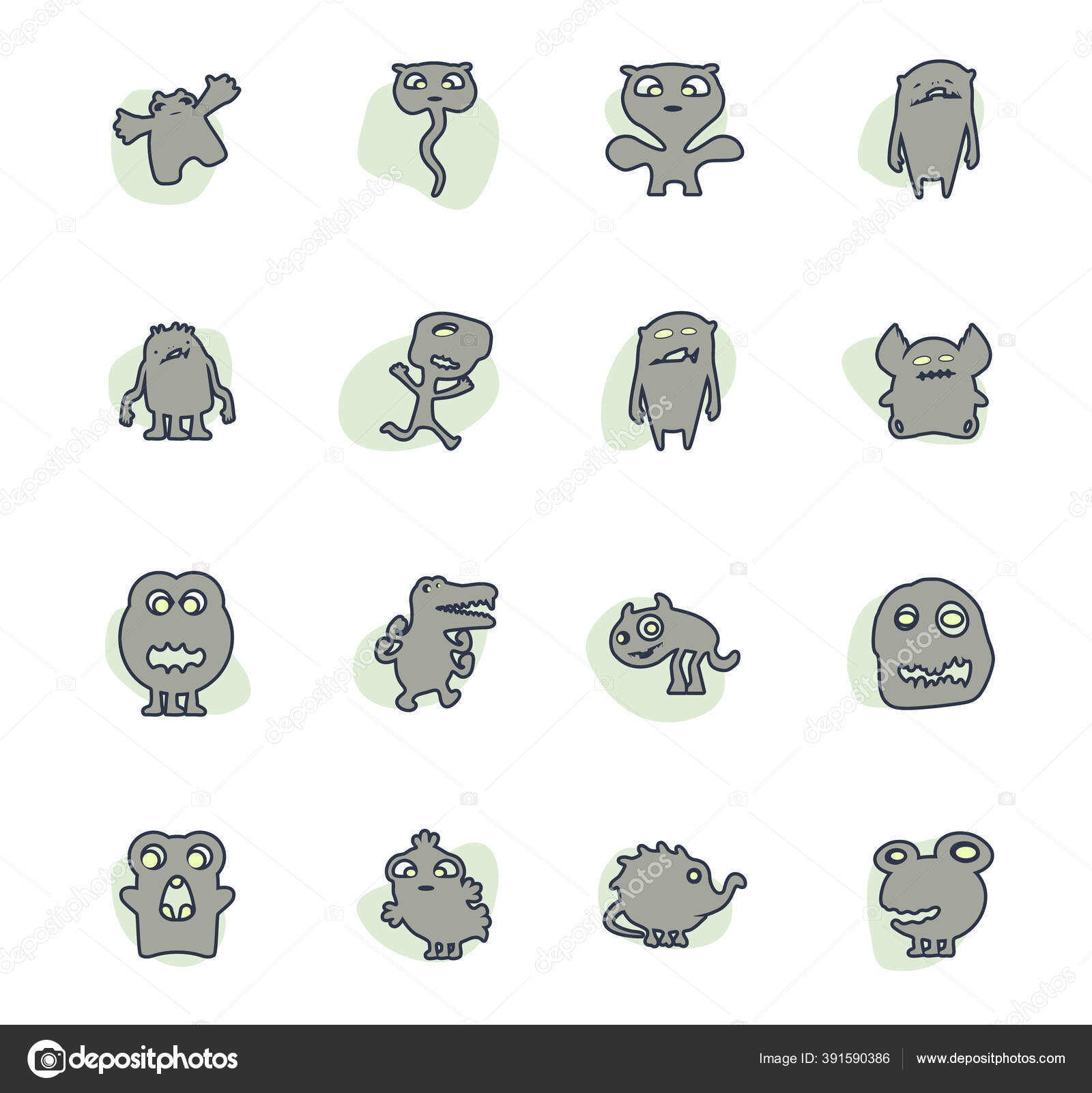 Monster Color Vector Icons User Interface Design — Stock Vector ...