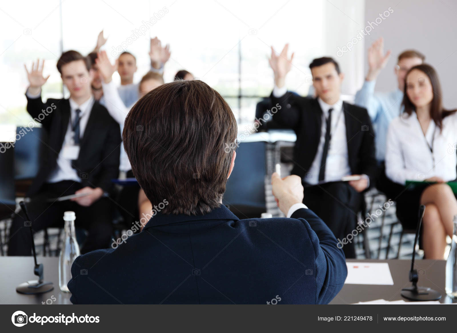 Speaker Business Conference Audience Asking Questions Stock Photo by ...