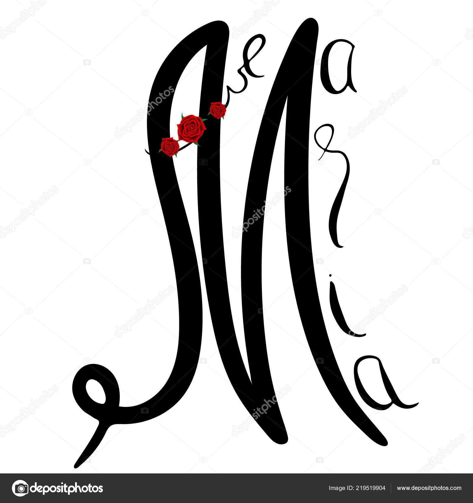 Ave Maria Handwritten Monogram Name Virgin Mary Mother Christ Red Stock ...