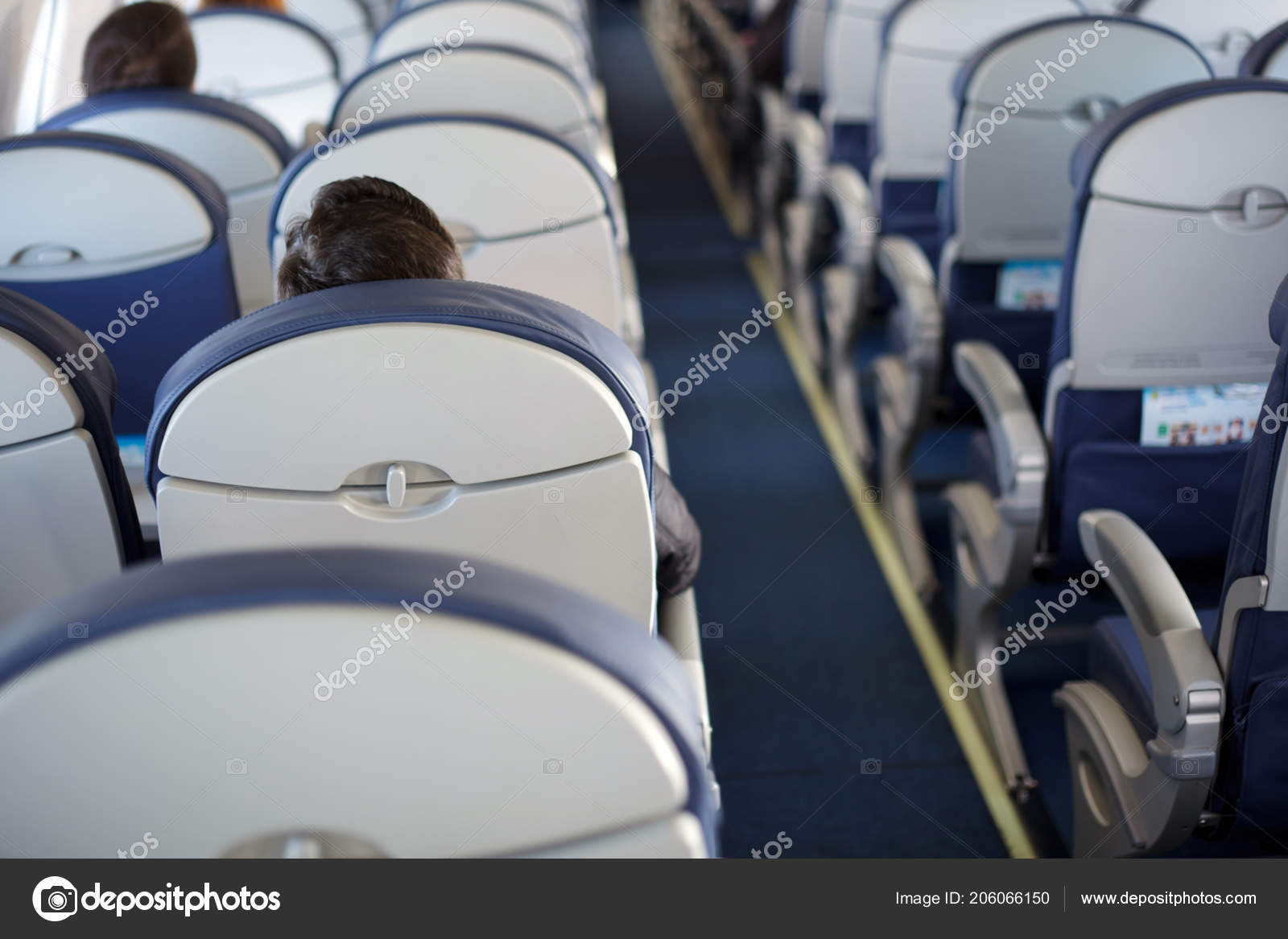 Half Empty Airplane Few Passengers Passengers Cabin Commercial Airliner ...